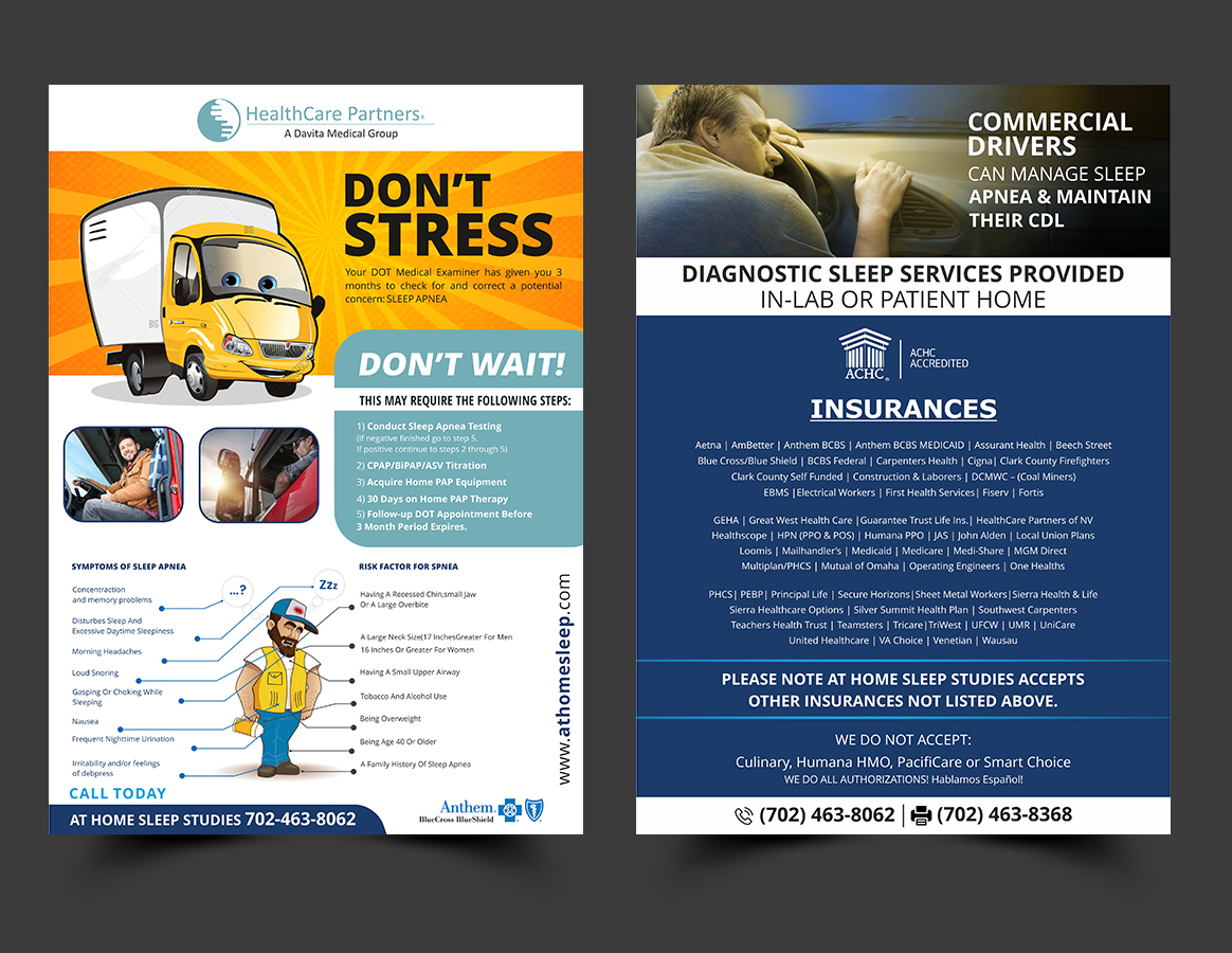 Professional, Bold Flyer Design for At Home Sleep Studies by ESolz ...