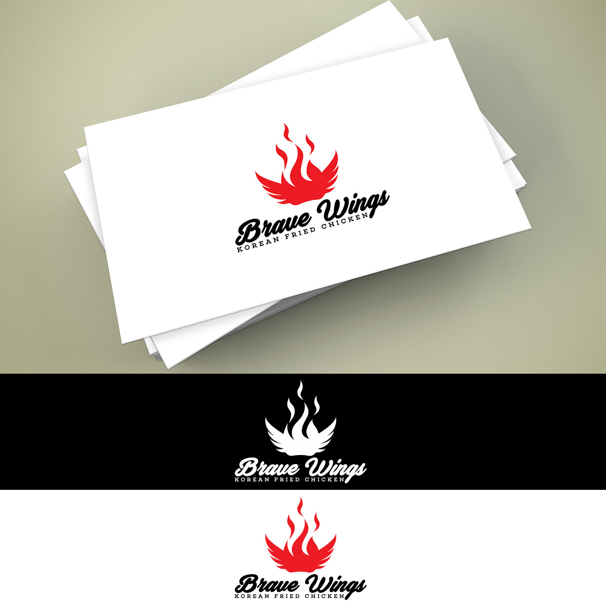 Modern, Bold, Restaurant Logo Design for BRAVE WINGS - KOREAN FRIED ...