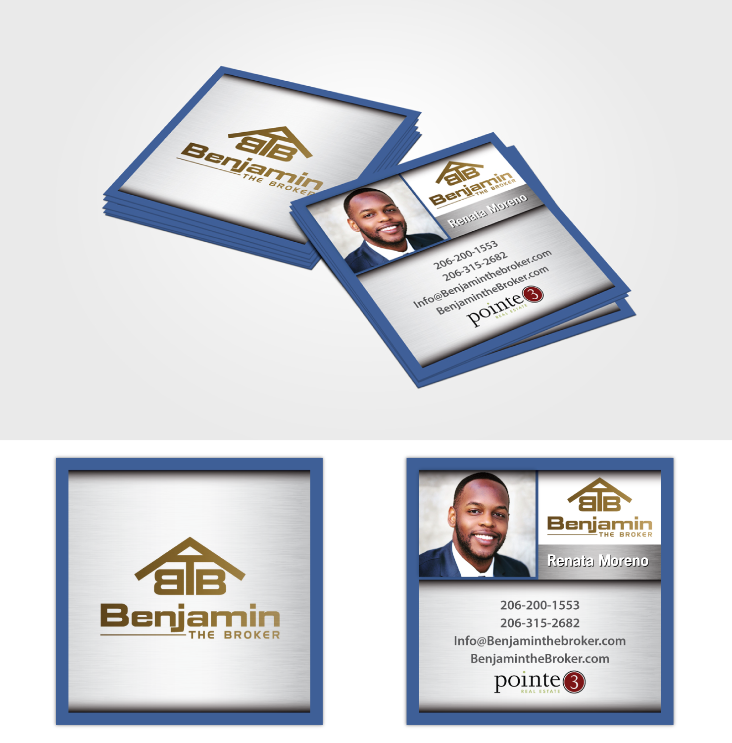 Modern, Masculine, Real Estate Agent Business Card Design for a Company ...