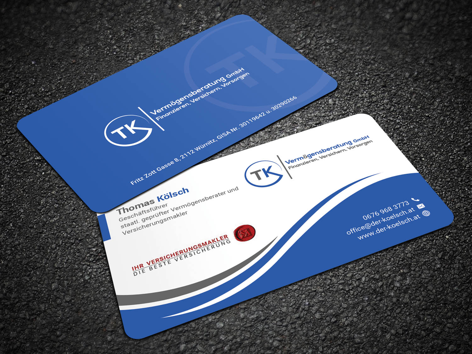 Serious, Modern, Insurance Broker Business Card Design for TK ...