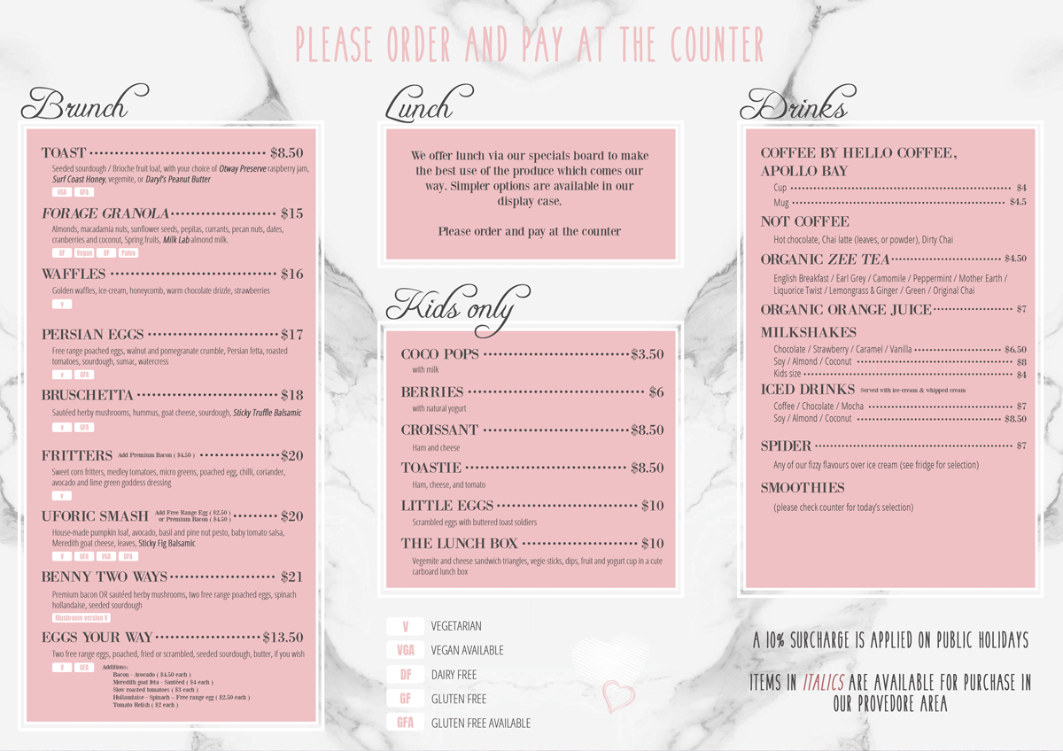 Cute Cafe Menu Items