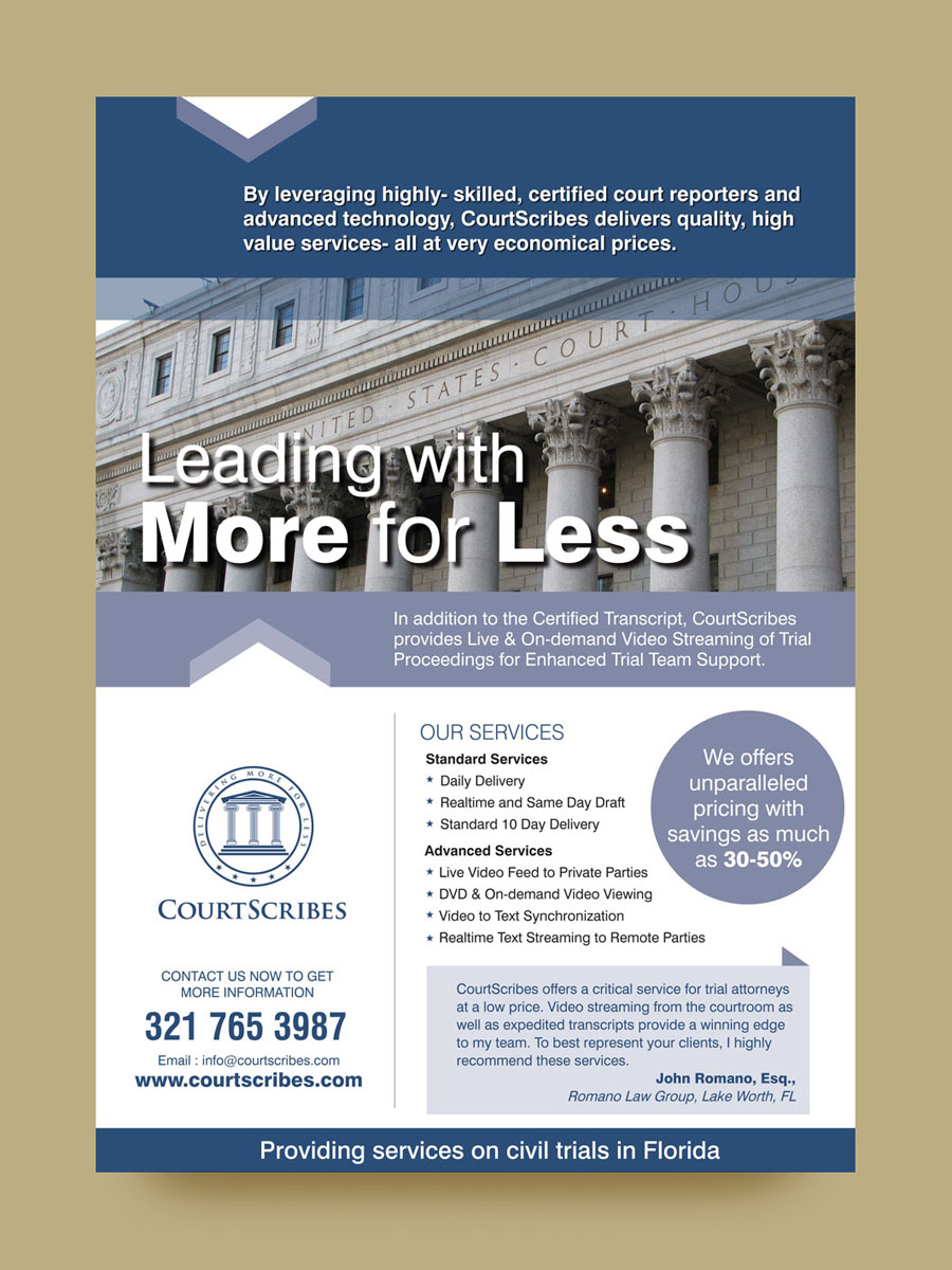 Modern, Professional, Court Flyer Design for a Company by rkailas ...
