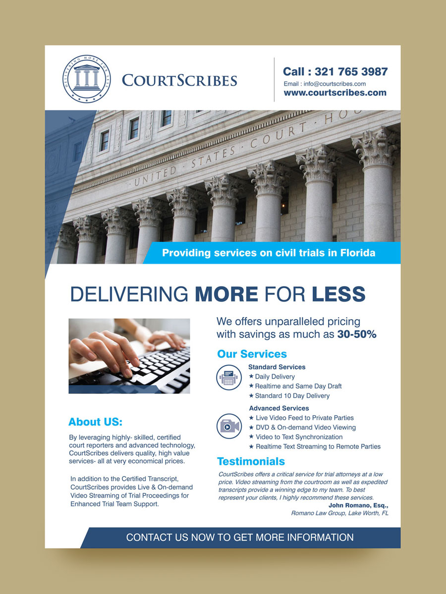 Modern, Professional, Court Flyer Design for a Company by rkailas ...