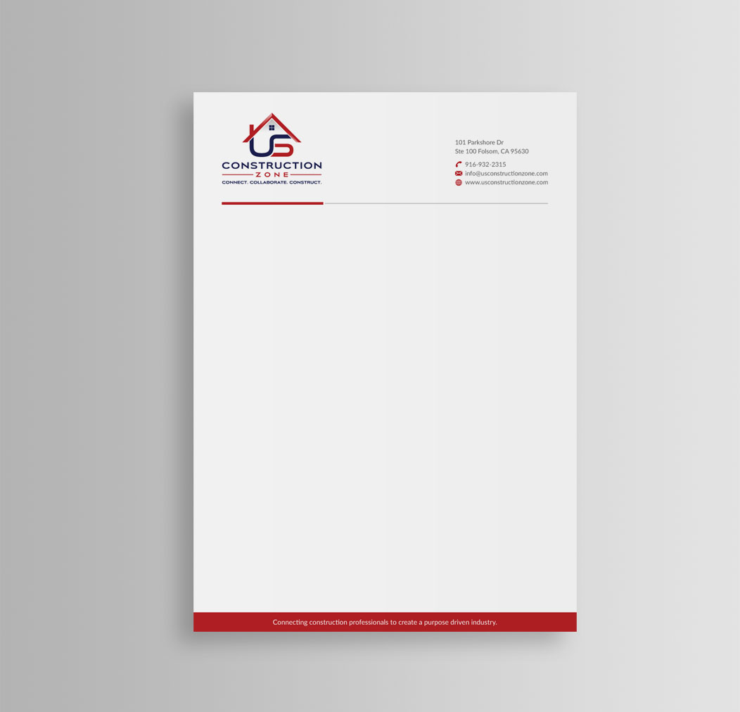 Letterhead Design For US Construction Zone Inc By Mdreyad Design 