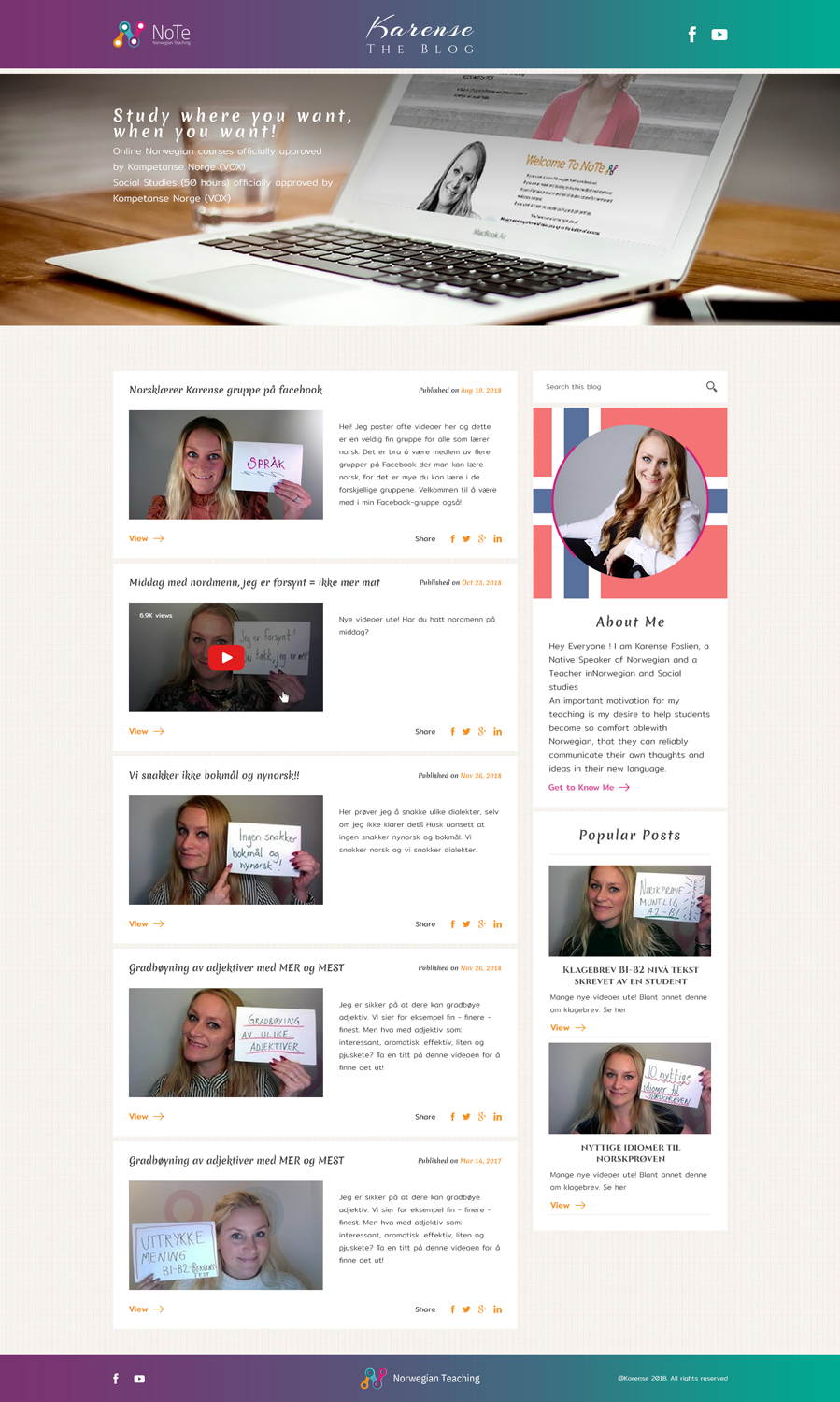 Modern, Elegant, Education Web Design for NoTe Norwegian Teaching by ...