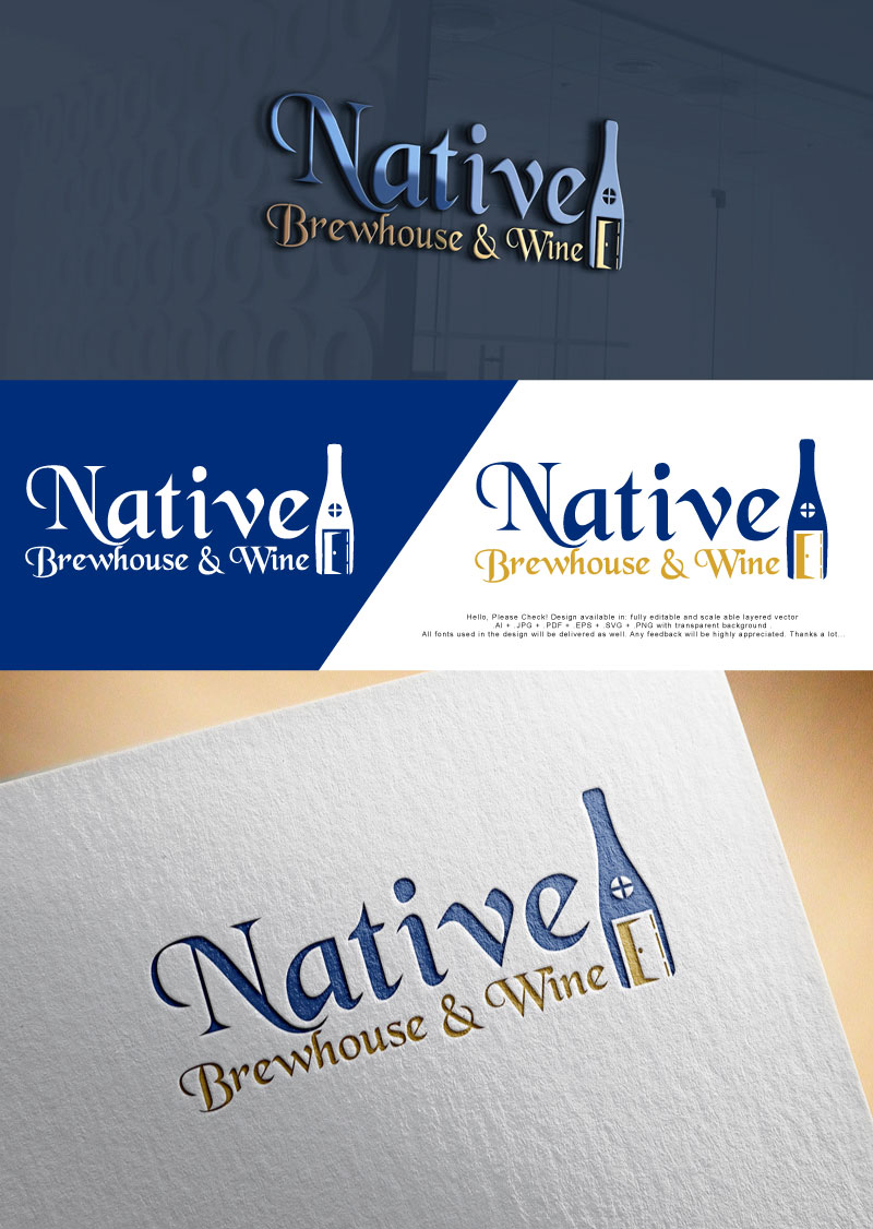 Bold, Masculine Logo Design for Native Brewhouse & Wine ( we want the ...
