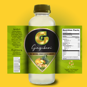 Gingiberi - All natural Ginger Drink - Bottle Label | 15 Label Designs ...