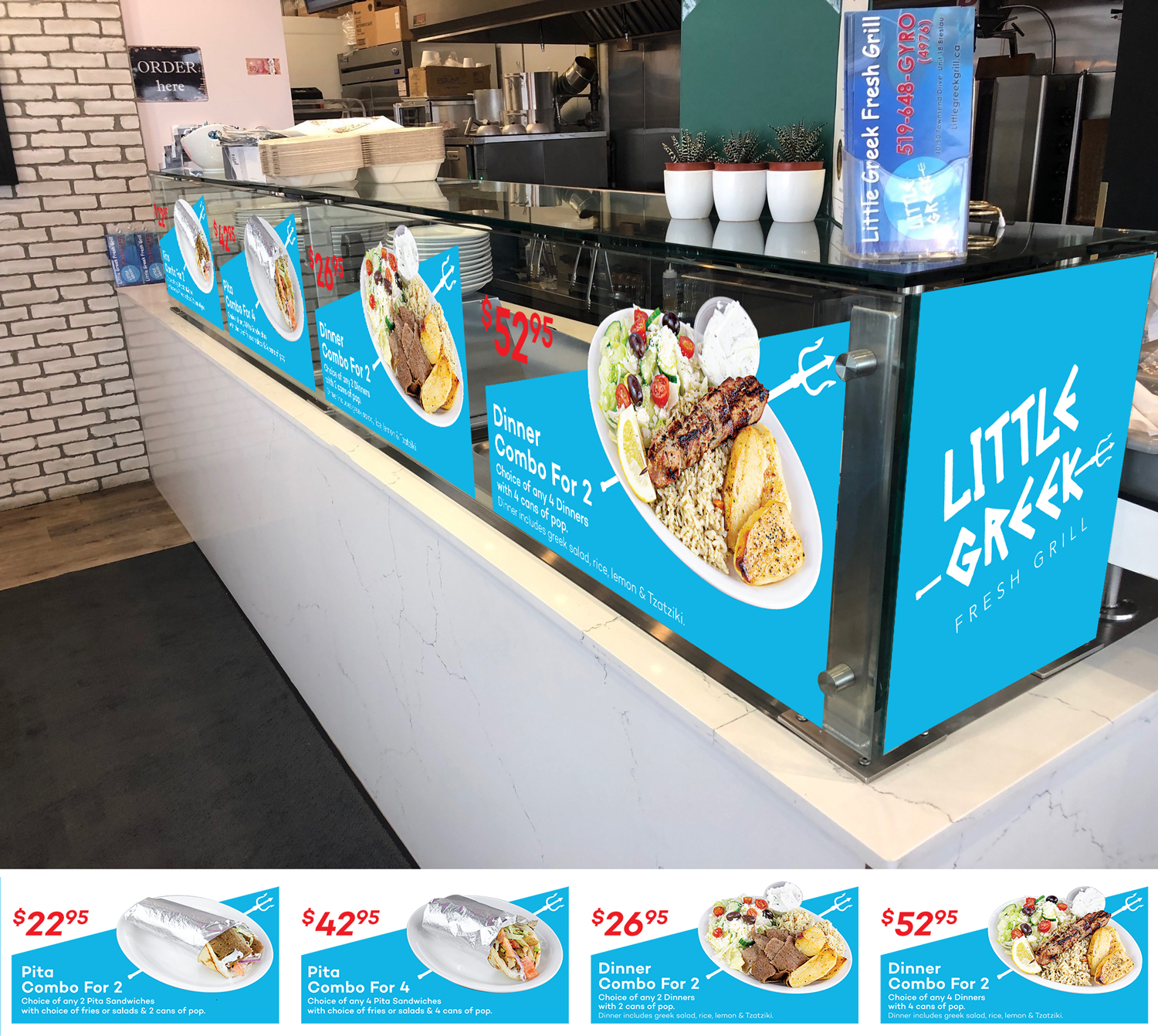 Masculine, Modern, Greek Restaurant Graphic Design for Little Greek ...