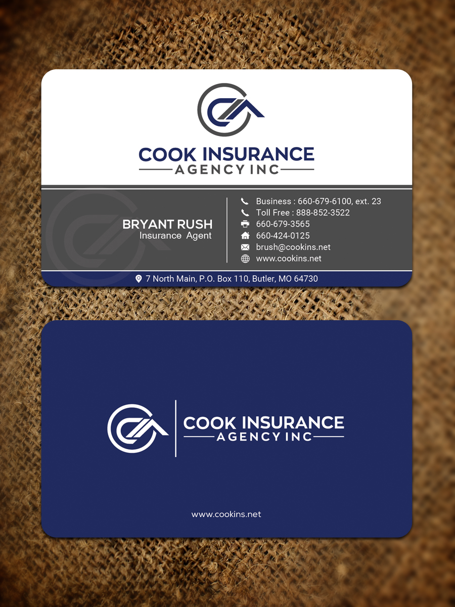 Upmarket, Bold, Insurance Business Card Design for Cook Insurance ...