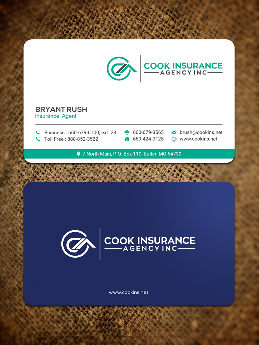 Upmarket, Bold, Insurance Business Card Design for Cook Insurance ...