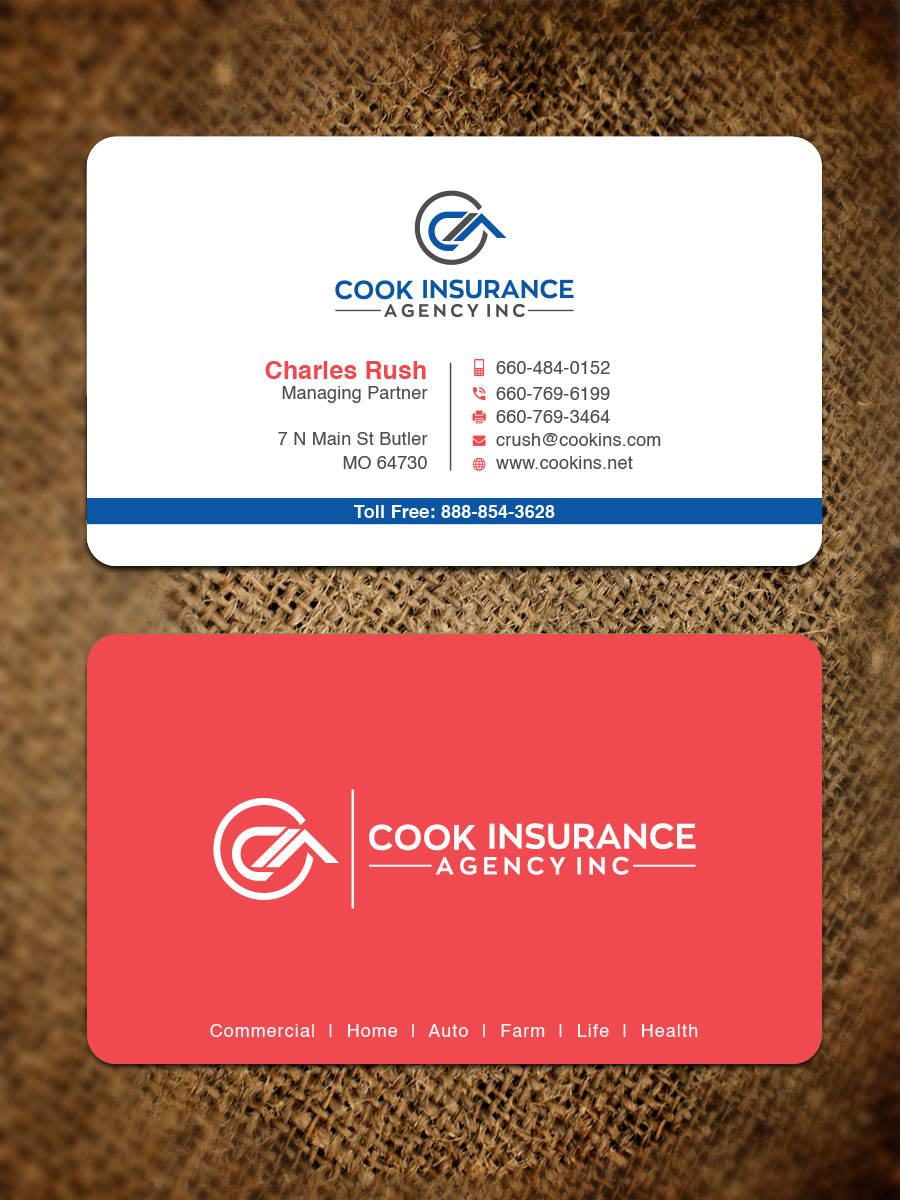 Upmarket, Bold, Insurance Business Card Design for Cook Insurance ...