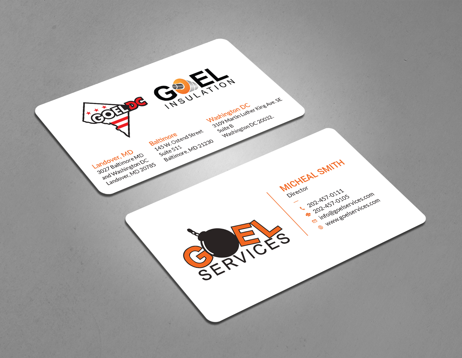 Playful, Modern, Construction Business Card Design for Goel Services ...