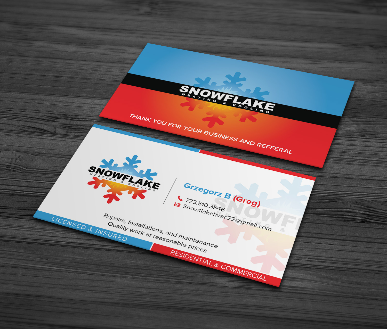Profesional Vistoso Hvac Dise o De Tarjeta De Presentaci n For A 