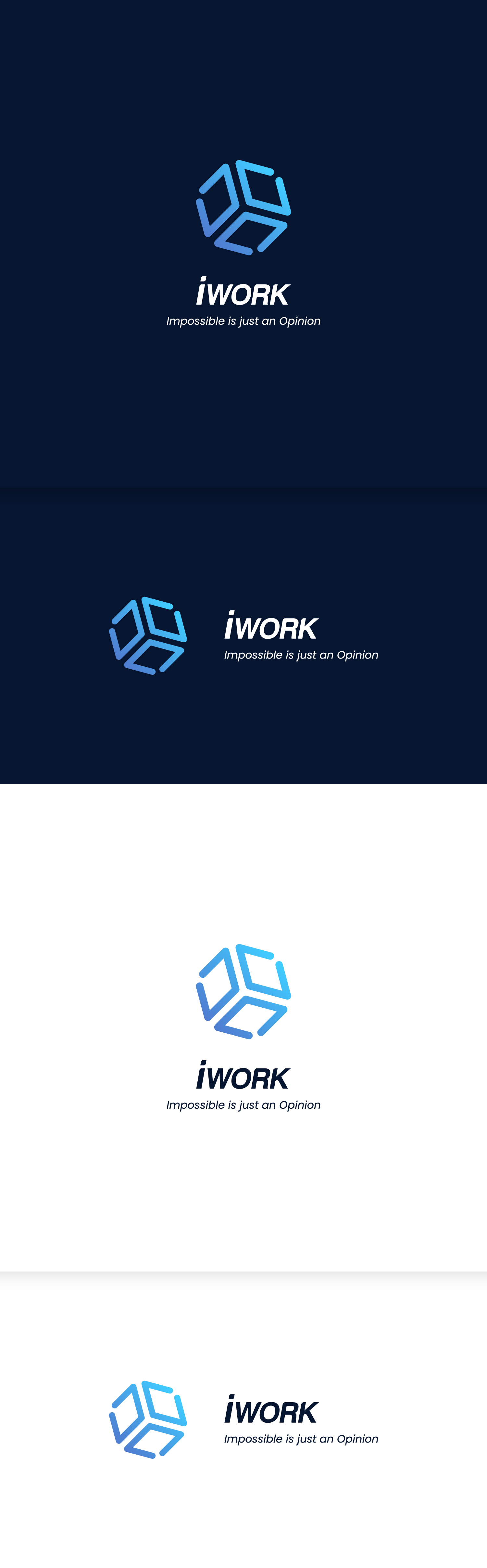 Logo Design for Company name iWORK and company message “Impossible is ...