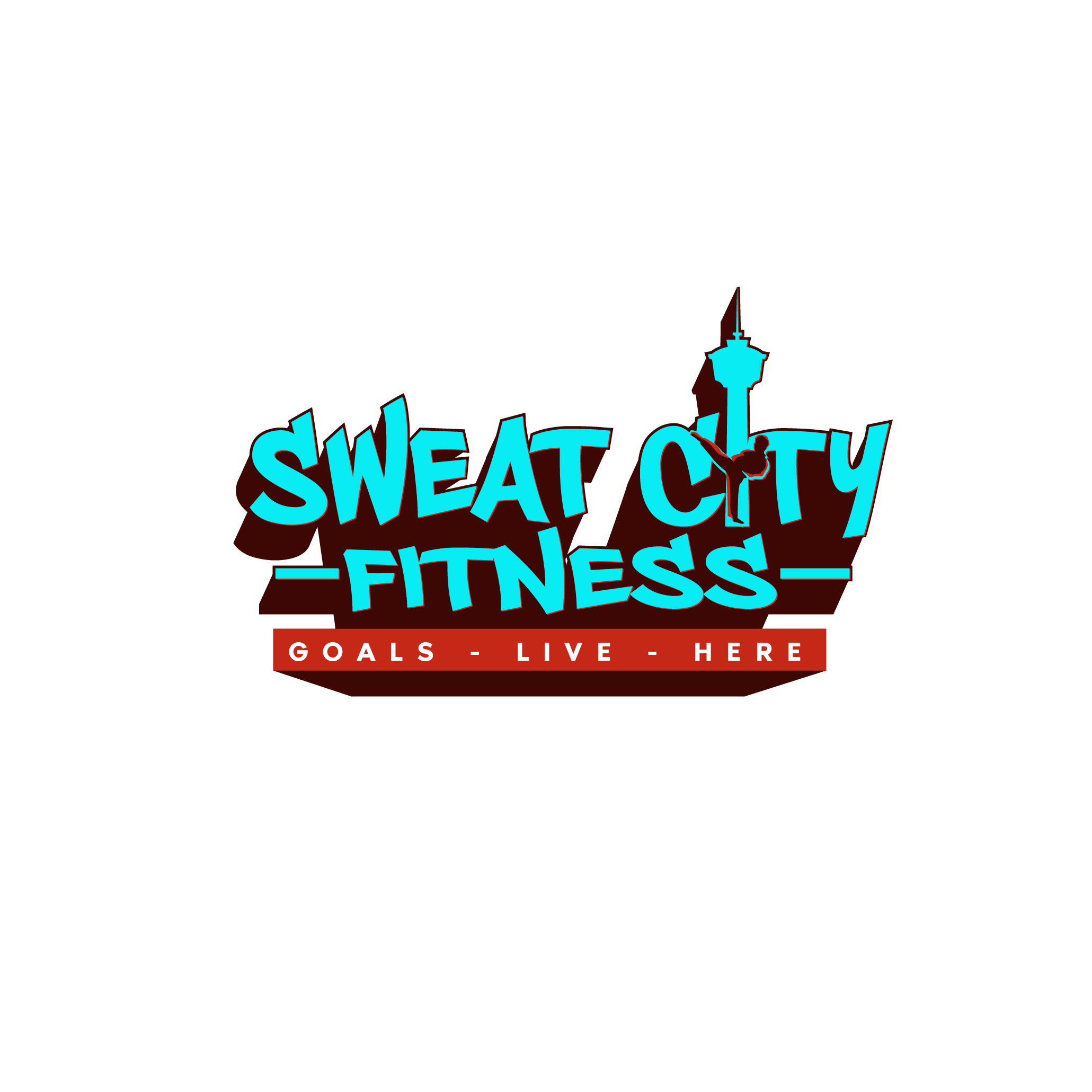 Logo Design for SWEAT CITY FITNESS and in smaller font GOALS - LIVE ...