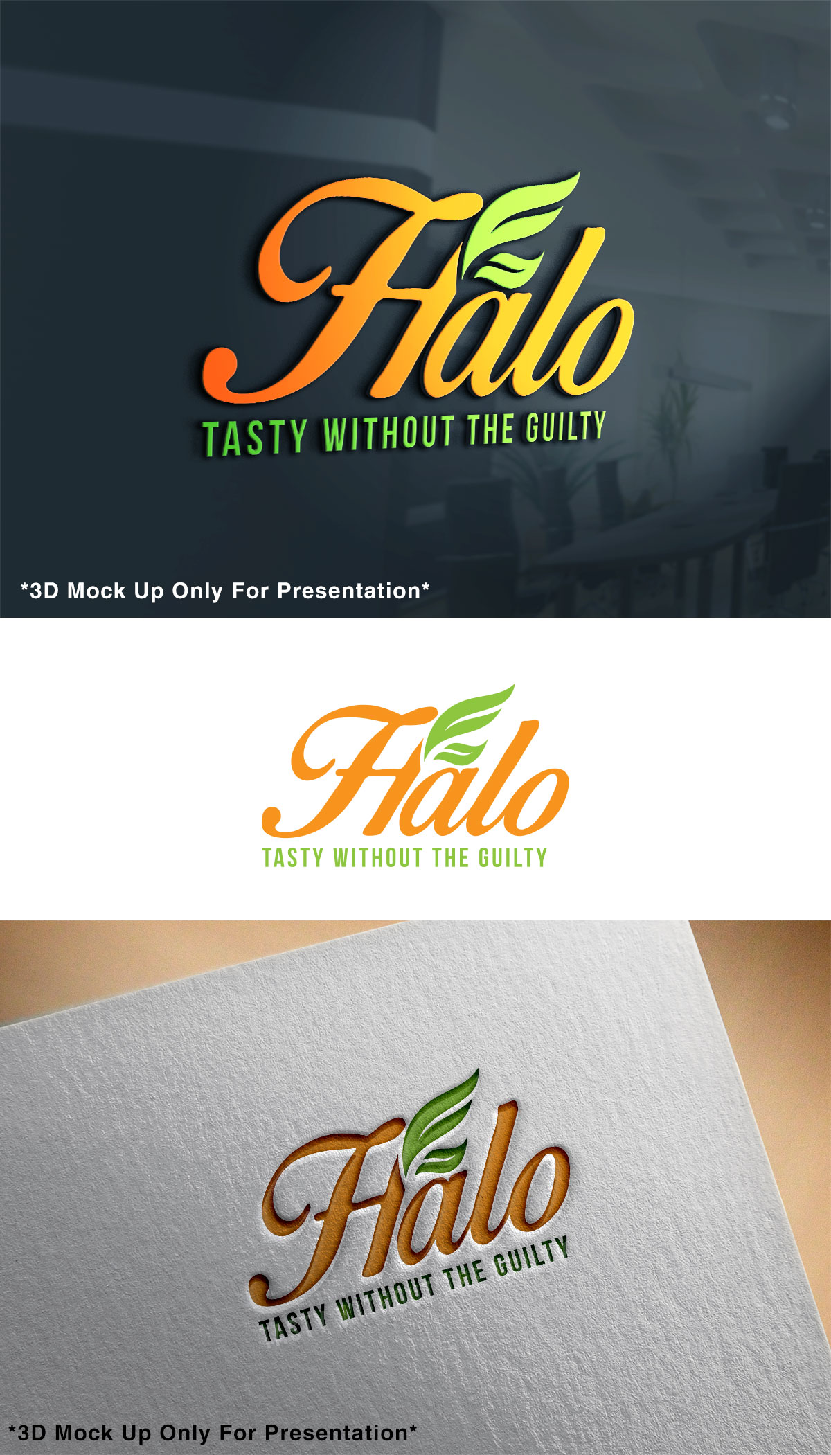 Serious, Modern Logo Design for Halo Tagline: Tasty without the Guilty ...