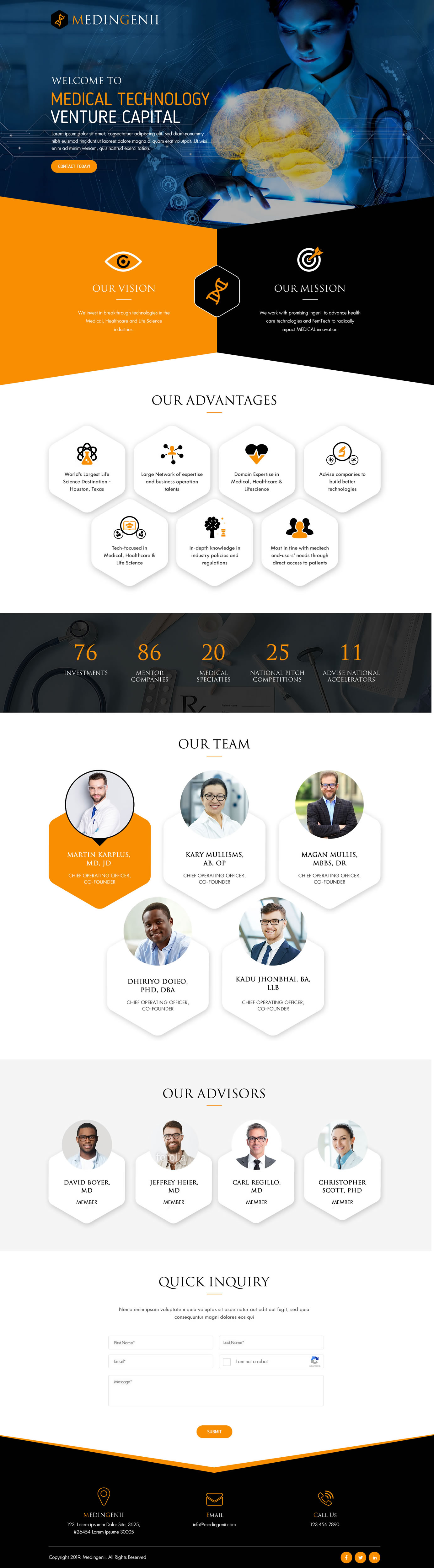 Modern, Serious, Venture Capital Web Design for MedIngenii by Sbss ...