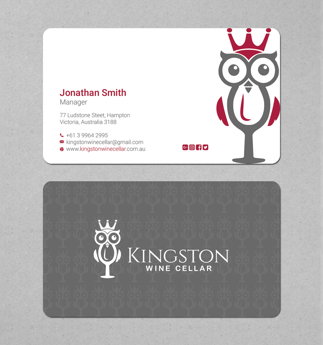 Business Card Design for Kingston Wine Cellar by LAXMI DESIGNHUB ...
