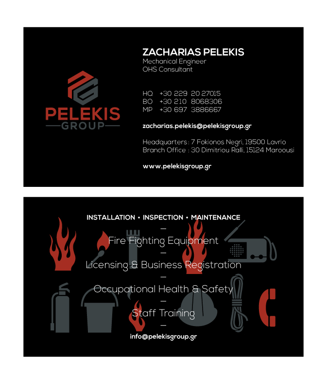Serious, Professional, Fire Safety Business Card Design for Pelekis ...