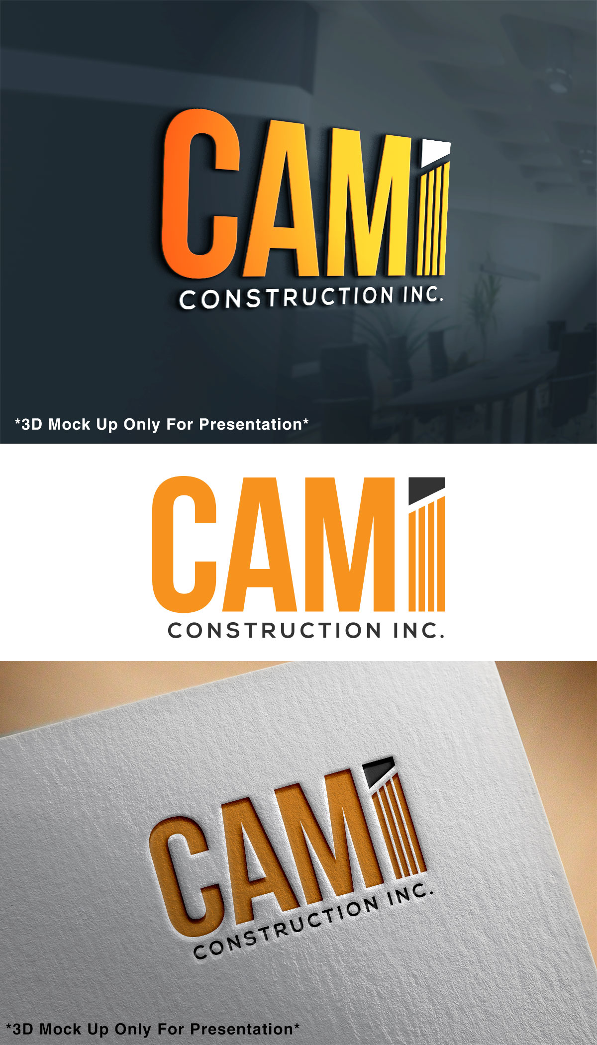 Bold, Modern, Construction Company Logo Design for Cami Construction ...