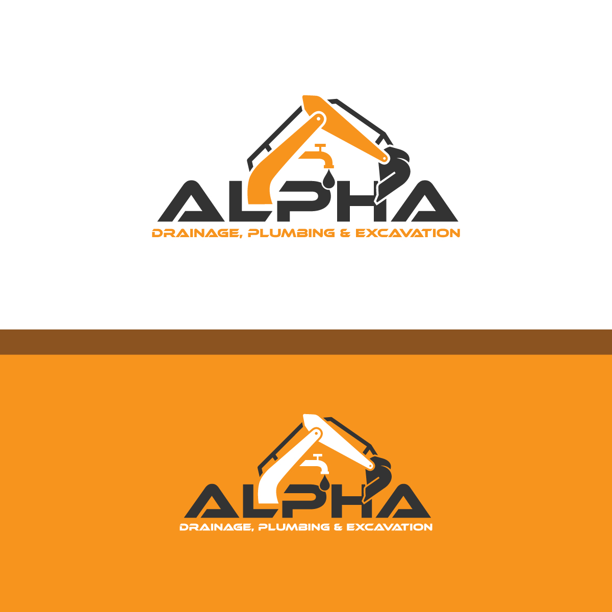 Masculine, Bold, Construction Company Logo Design for Alpha Drainage ...