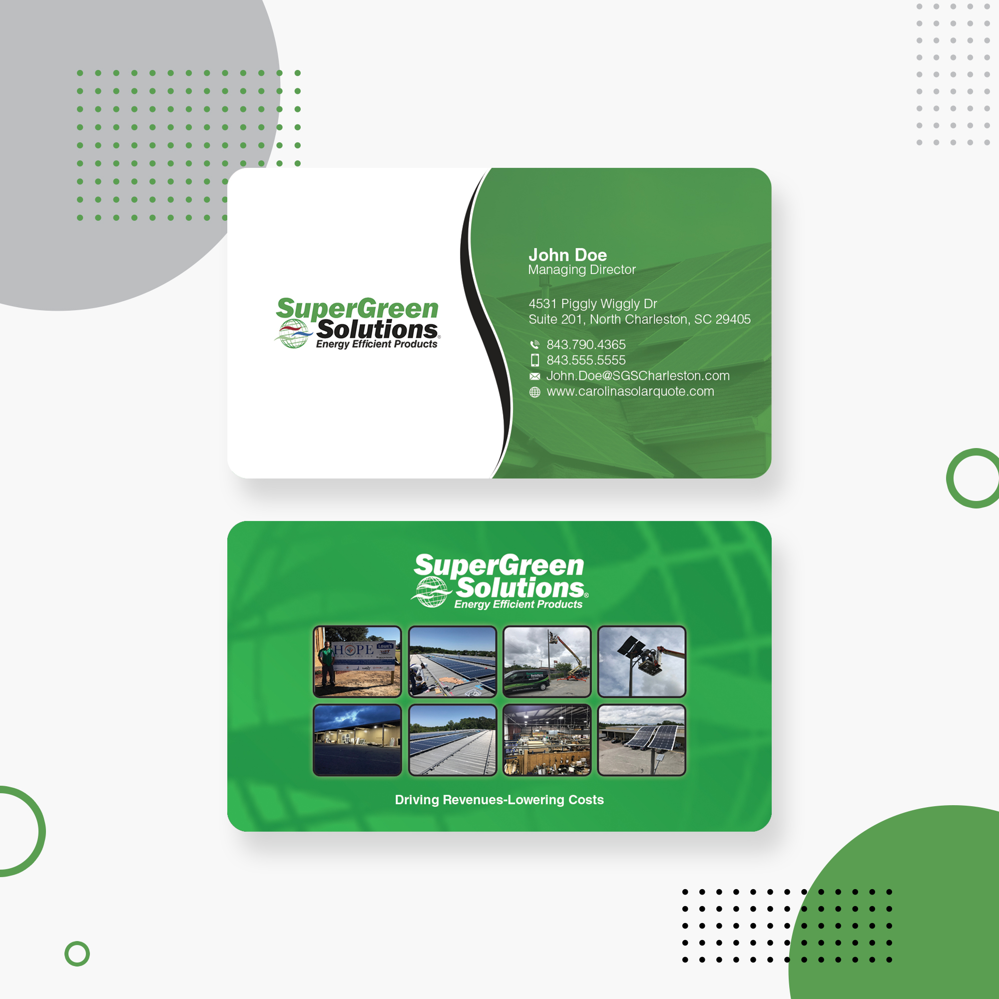 Traditional, Serious, Solar Energy Business Card Design for a Company ...