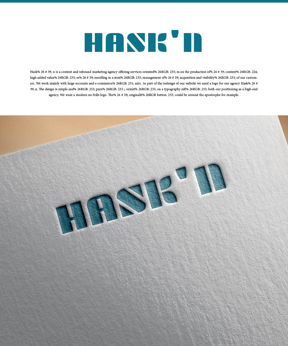 Serious, Upmarket Logo Design for Hask'n / hask'n by Blessing Angel ...