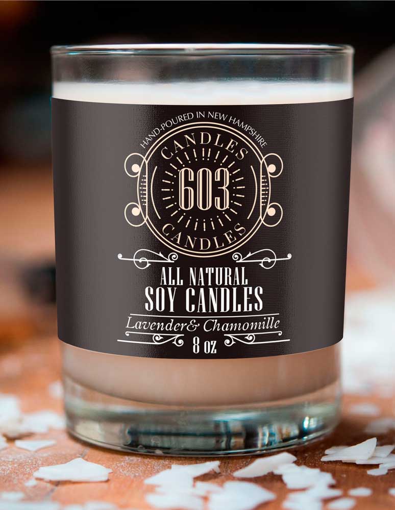 Traditional, Conservative Label Design for 603 Candles, all natural soy ...
