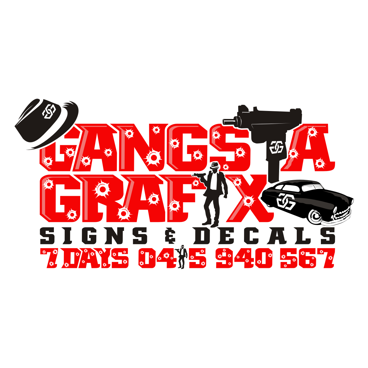 Bold, Modern, Advertising Logo Design for GANGSTA GRAPHICS signs ...