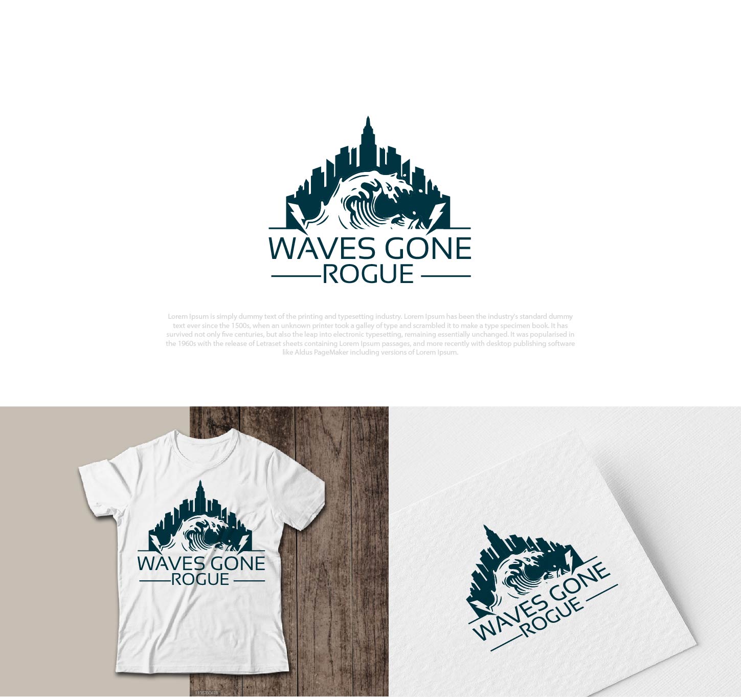 Serious, Colorful, Fashion Logo Design for A tidal wave in the middle of two lightning bolts ...