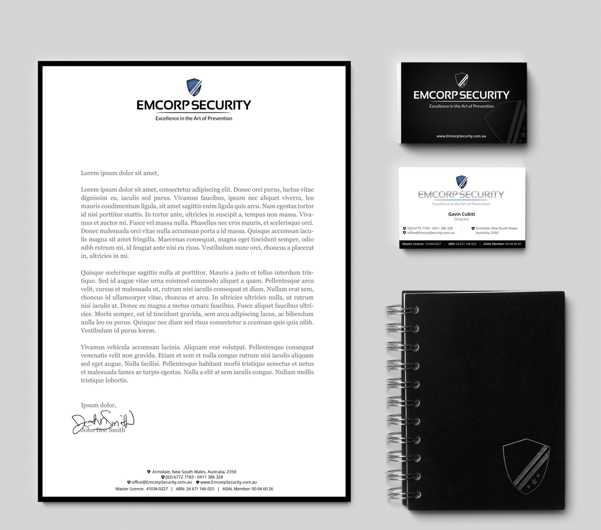 Upmarket, Elegant, Security Letterhead Design for a Company by Nelsur | Design #3029442