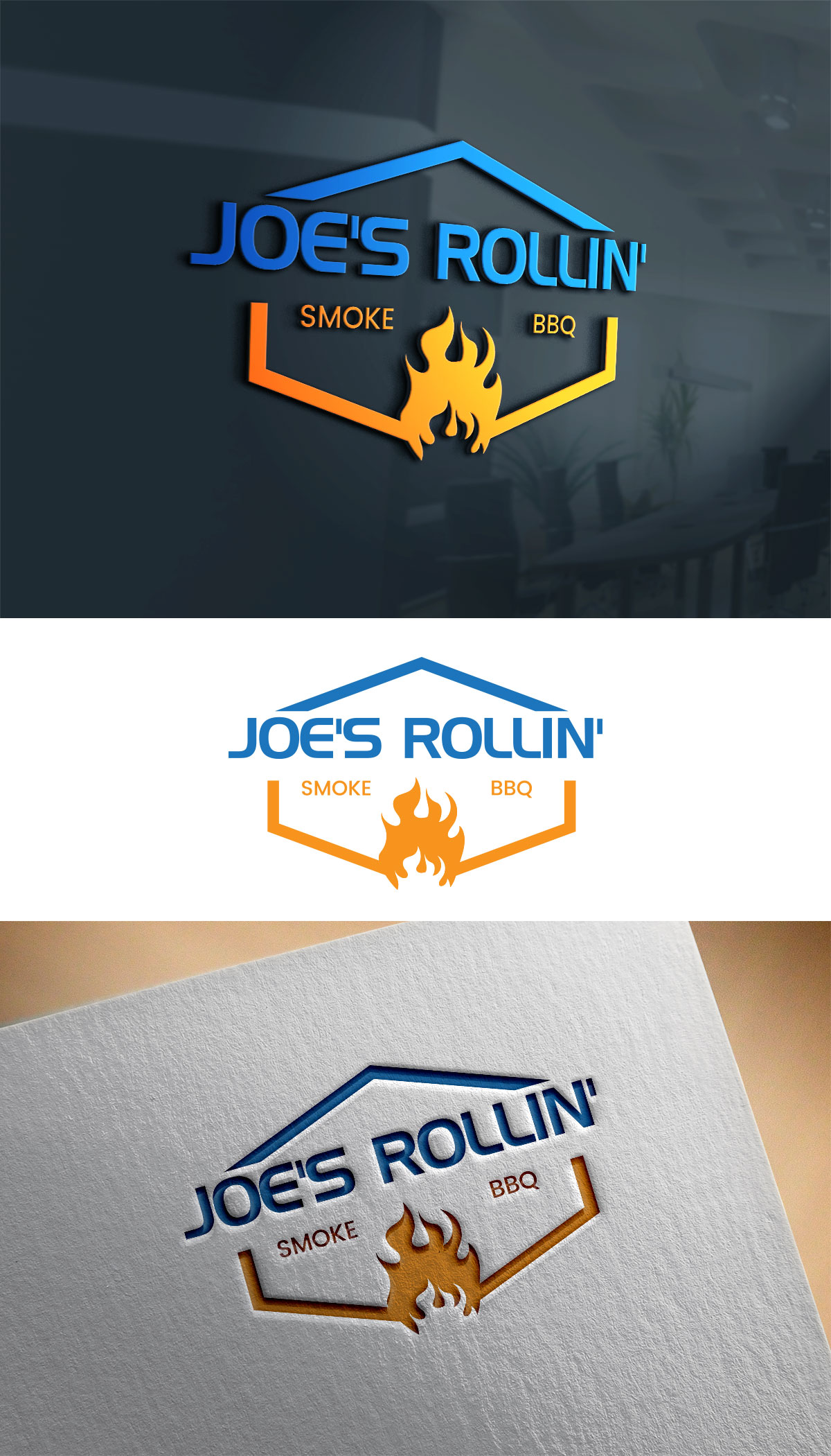 Bold, Serious Logo Design for Joe's Rollin' Smoke BBQ by logograph ...