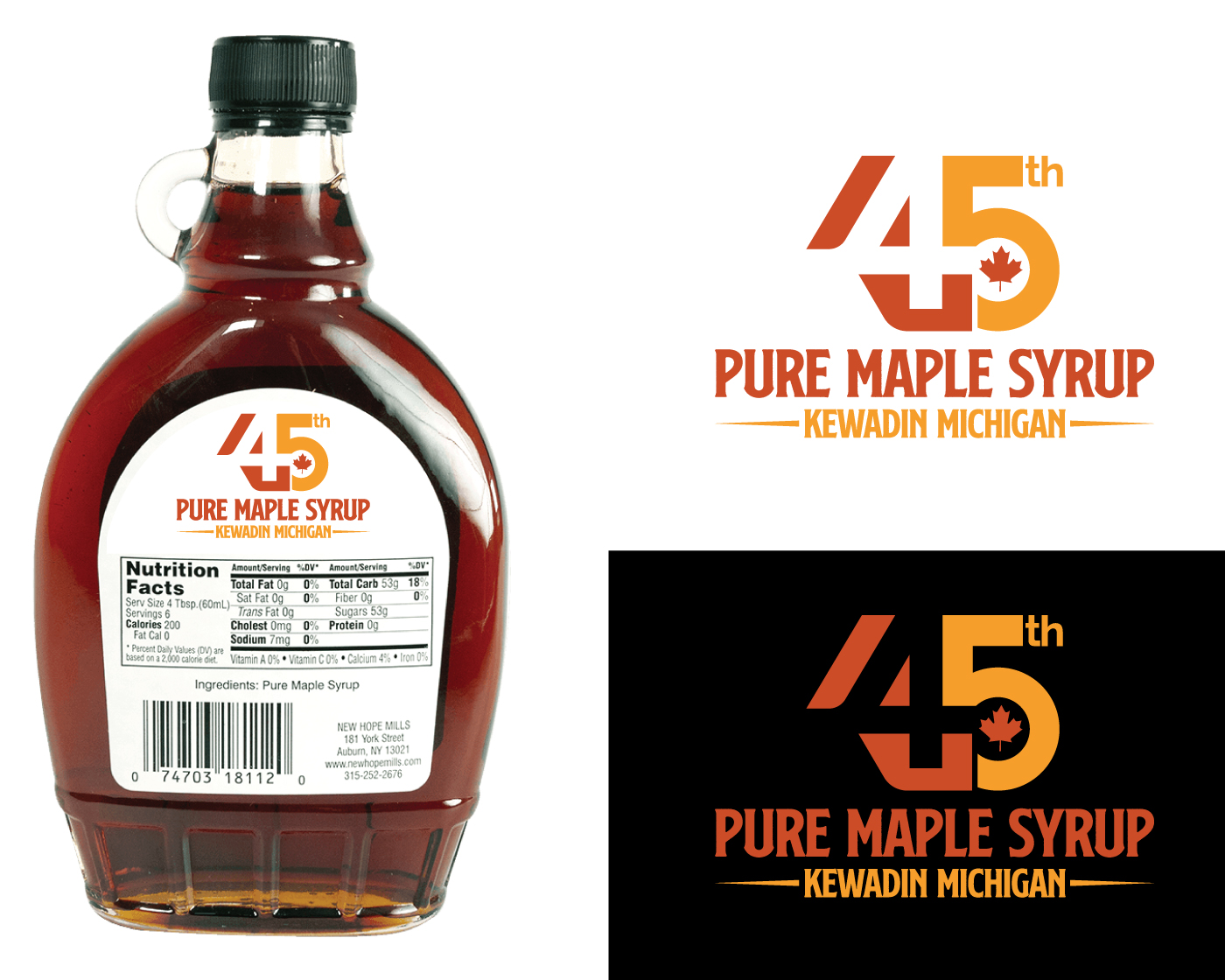 Bold, Modern Logo Design for 45th Pure Maple Syrup. Kewadin Michigan by ...