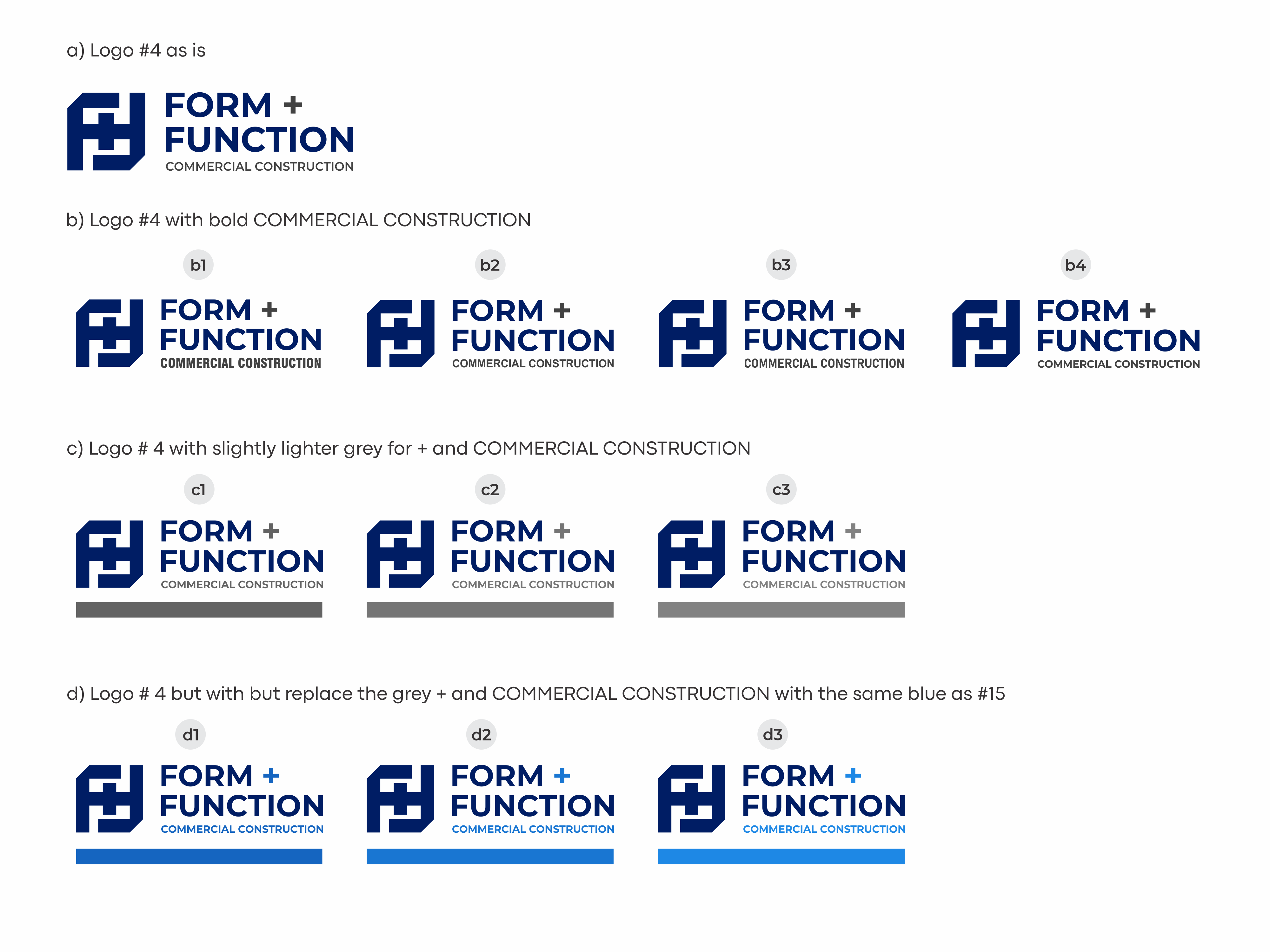 Serious, Modern Logo Design for FORM + FUNCTION COMMERCIAL CONSTRUCTION ...