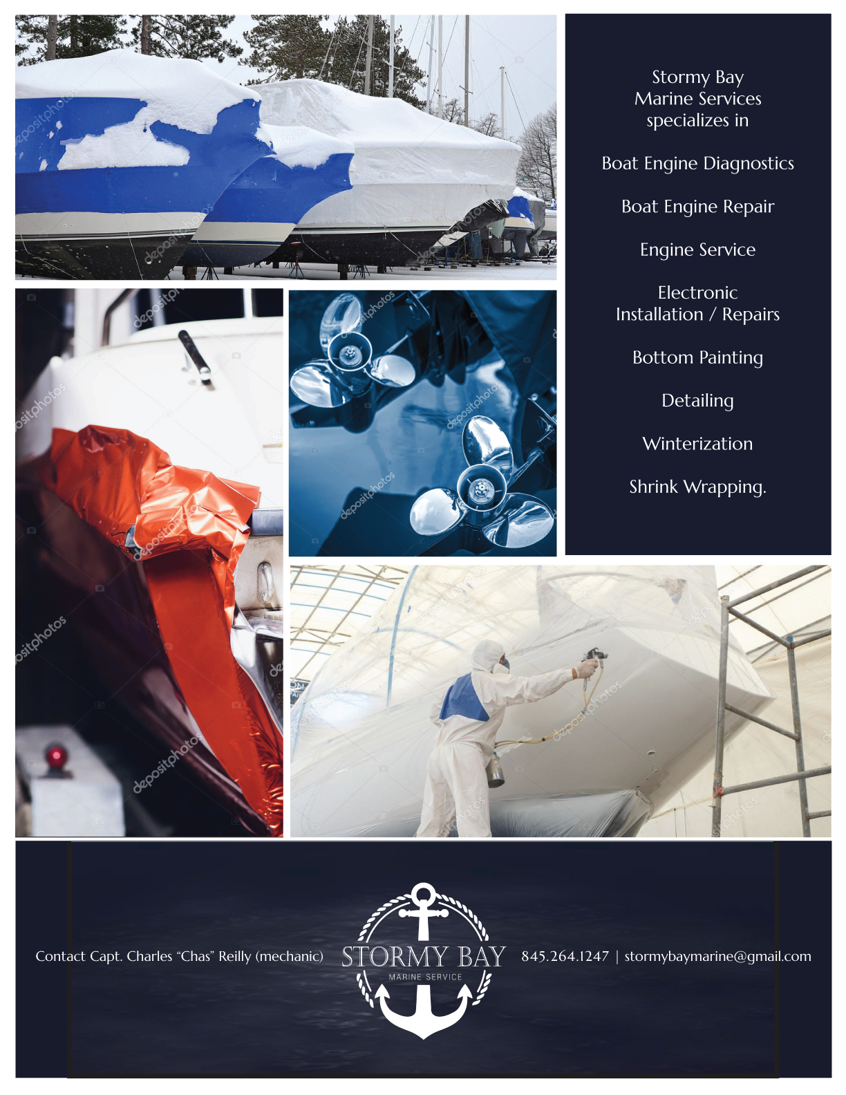 Bold, Masculine, Marine Flyer Design for Stormy Bay Marine Services by ...