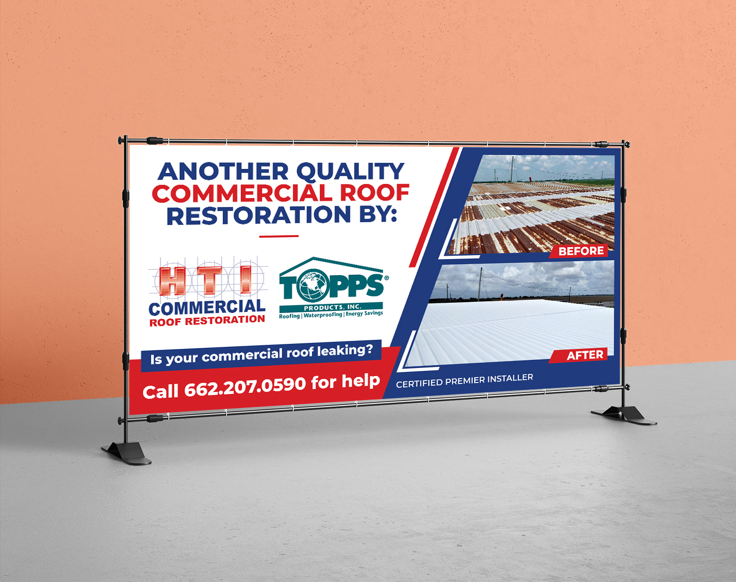 Professional, Colorful, Roofing Billboard Design for HTI Commercial ...