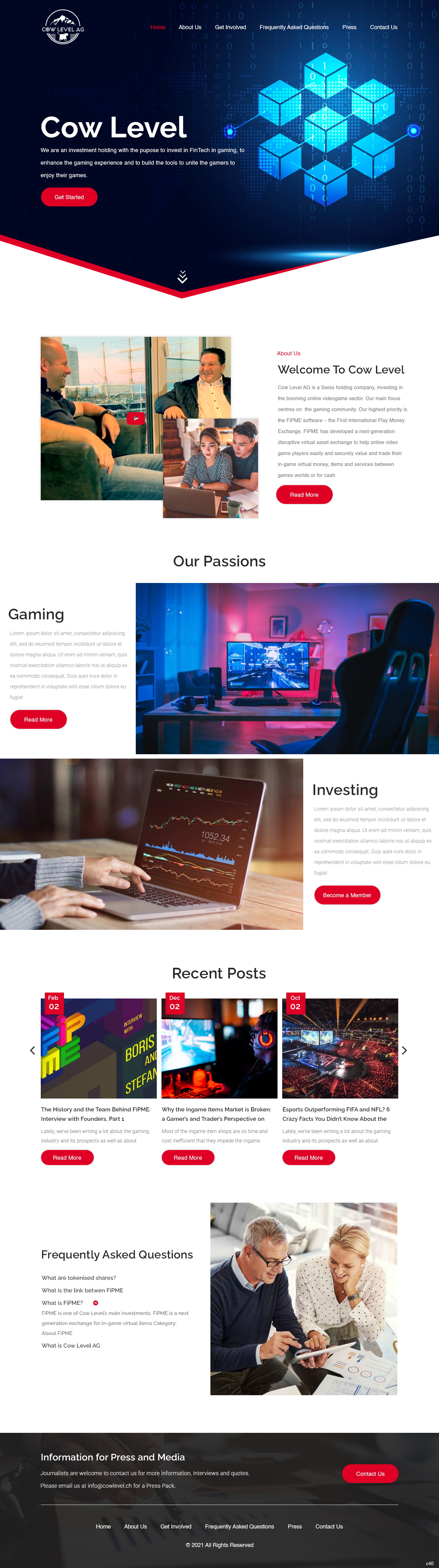 Modern, Elegant, Games Web Design for Cow Level AG by pb | Design #26380442
