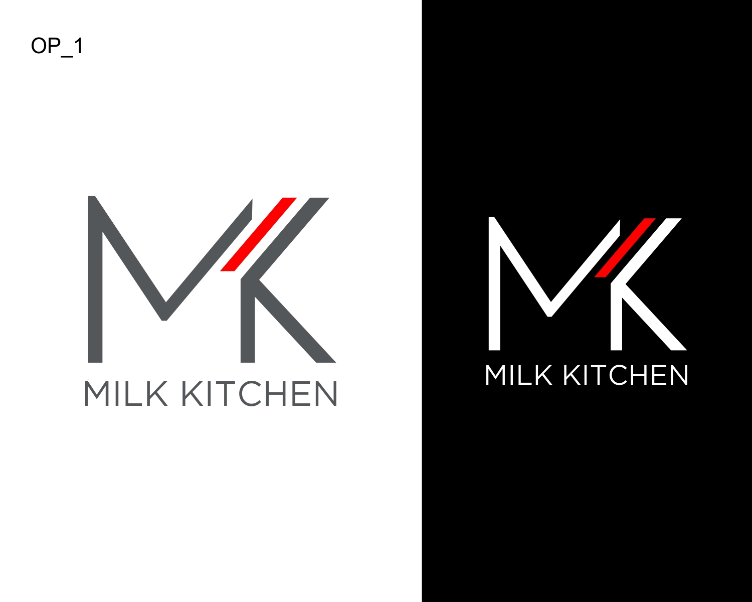Serious, Modern Logo Design for First line MK second line Milk Kitchen ...