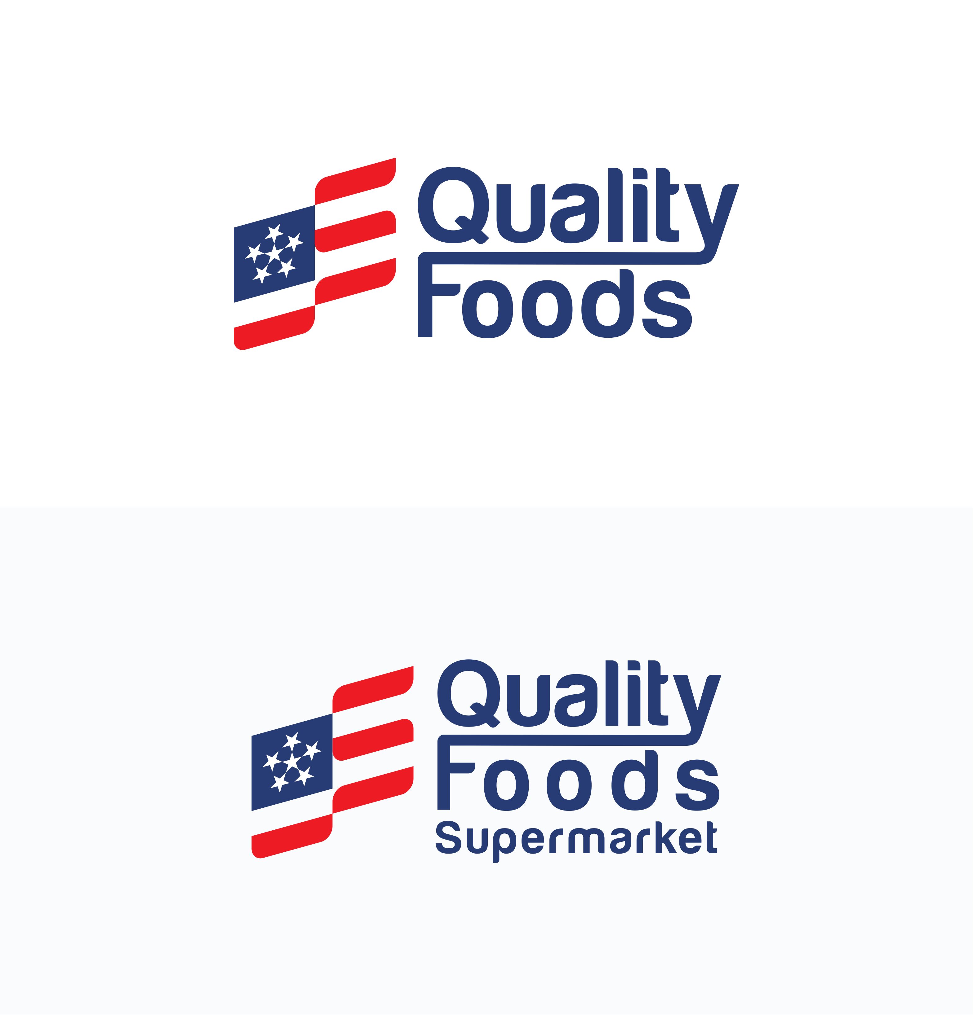 Logo Design for US Quality Foods Supermarket or US Quality Supermarket ...