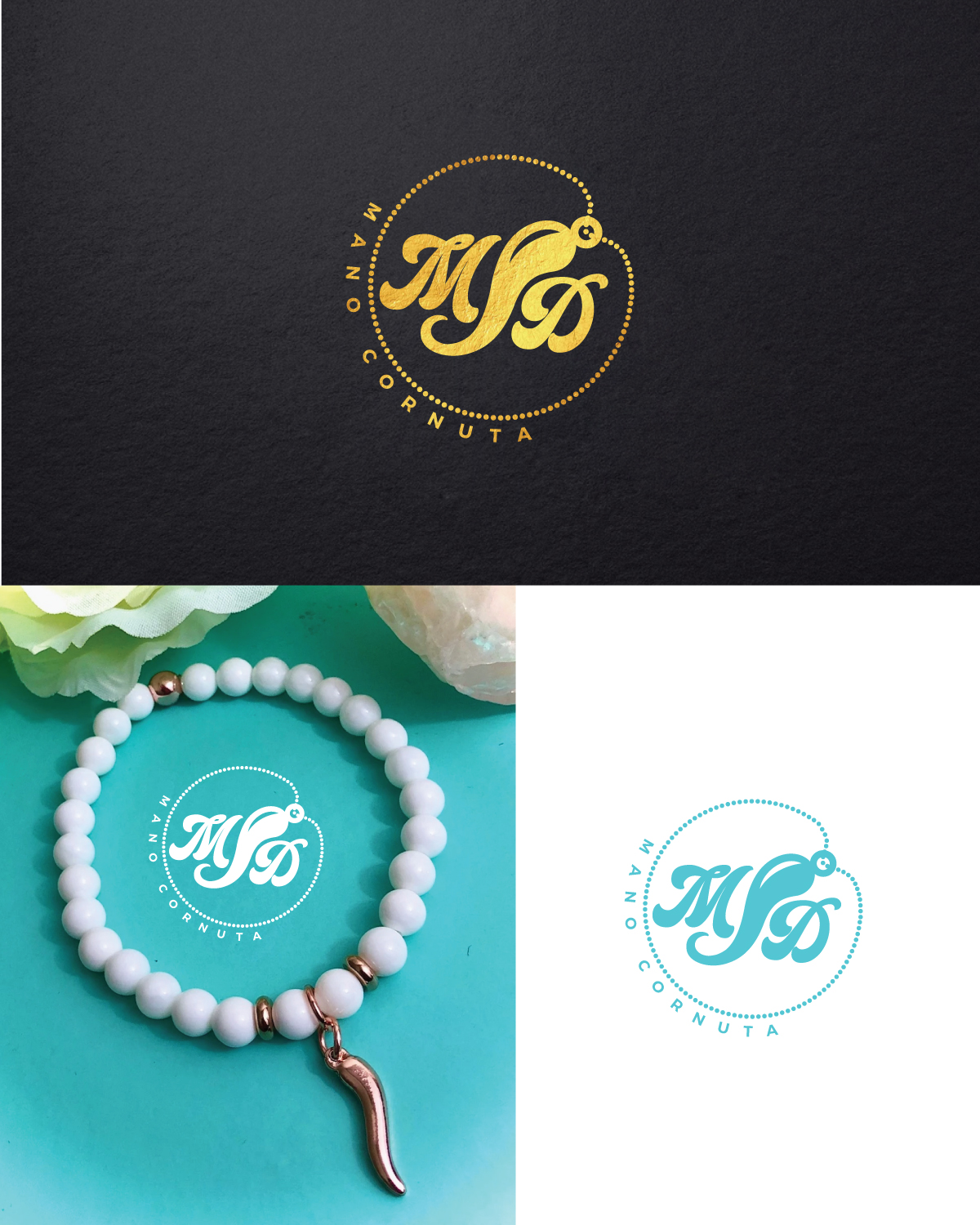 Logo Design for MJD with Cornicello and Mano Cornuta charms by step ...