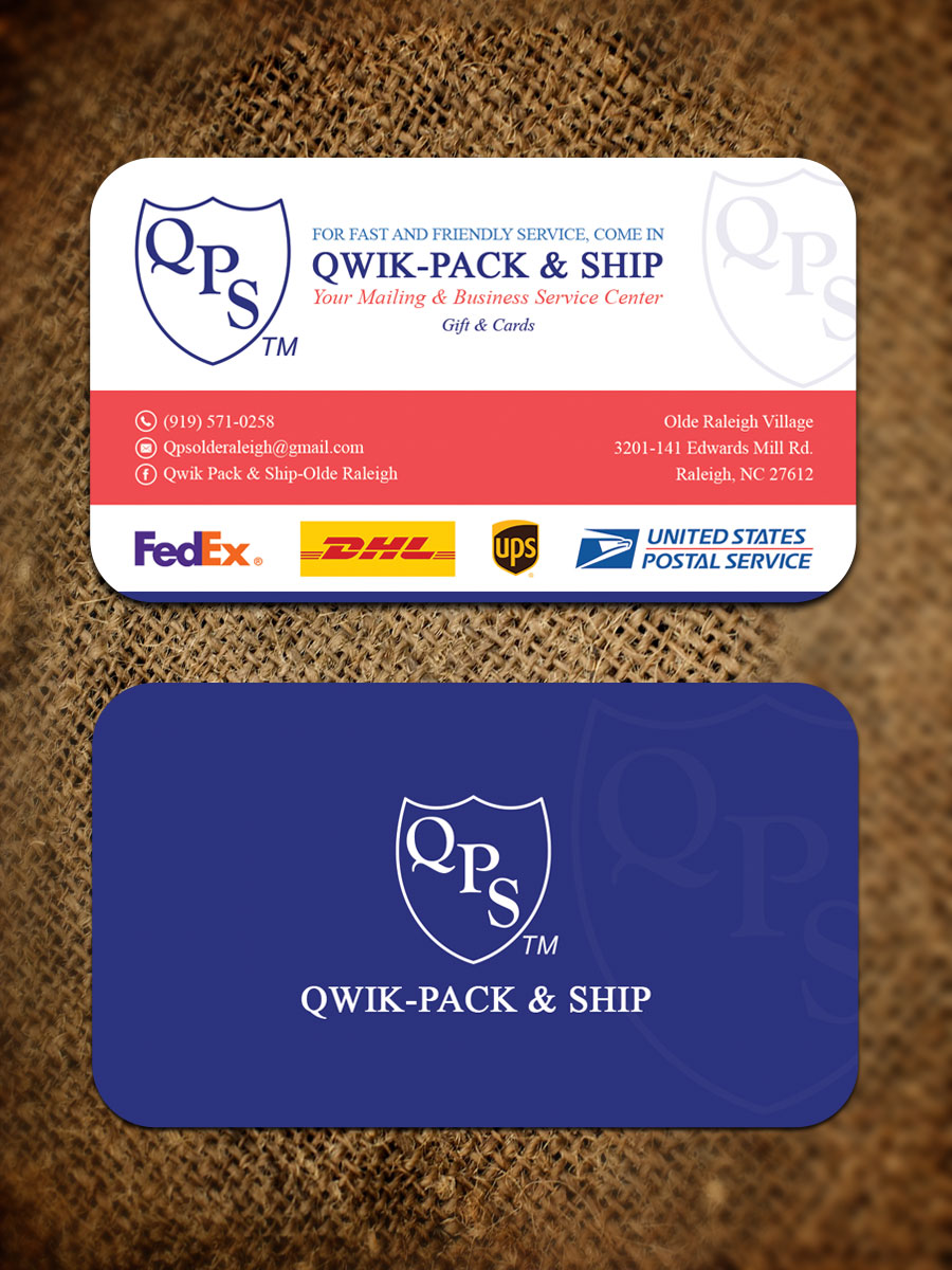 Modern, Bold, Mailbox Business Card Design for Qwik Pack & Ship by Sandaruwan | Design #26958415
