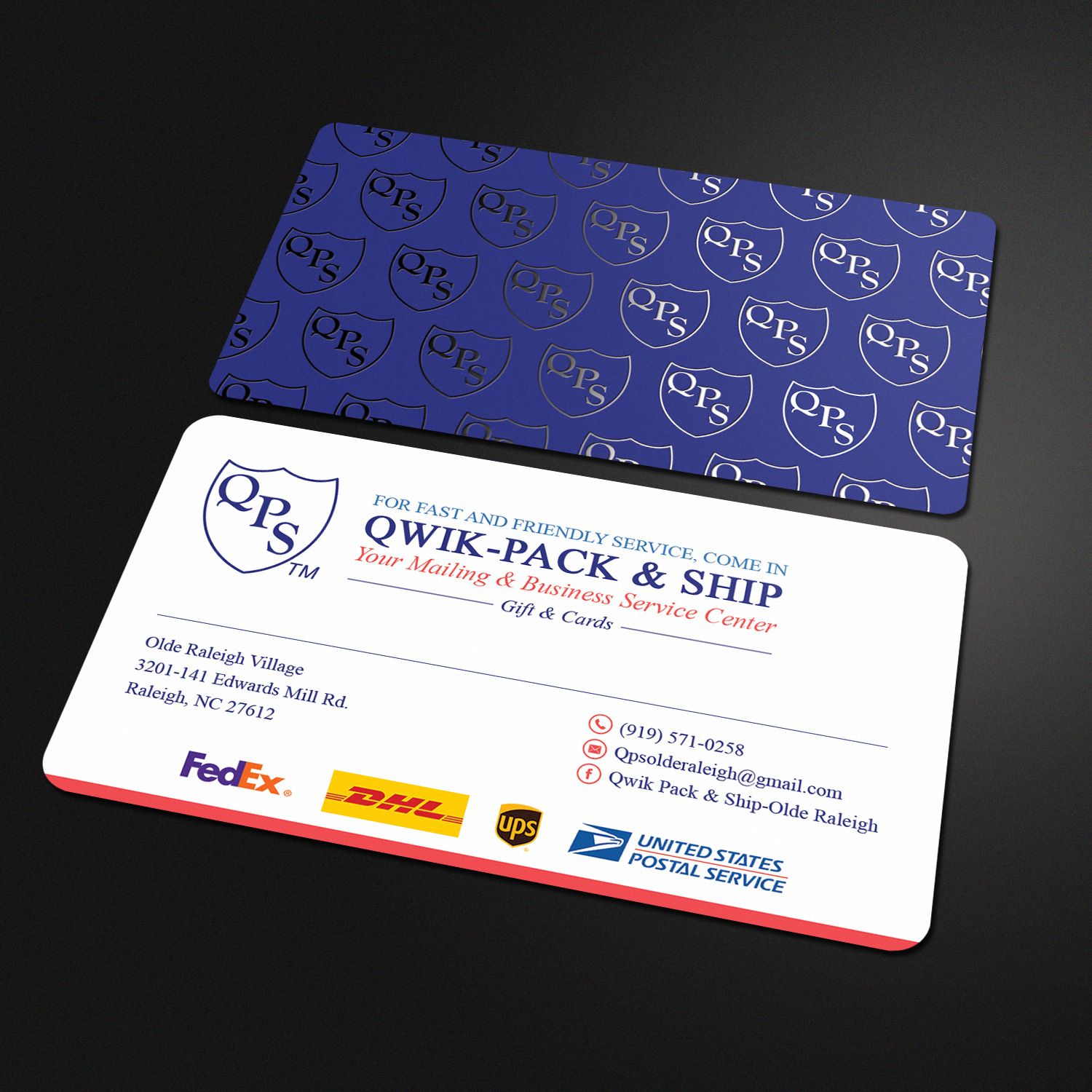 Modern, Bold, Mailbox Business Card Design for Qwik Pack & Ship by Sandaruwan | Design #26960930