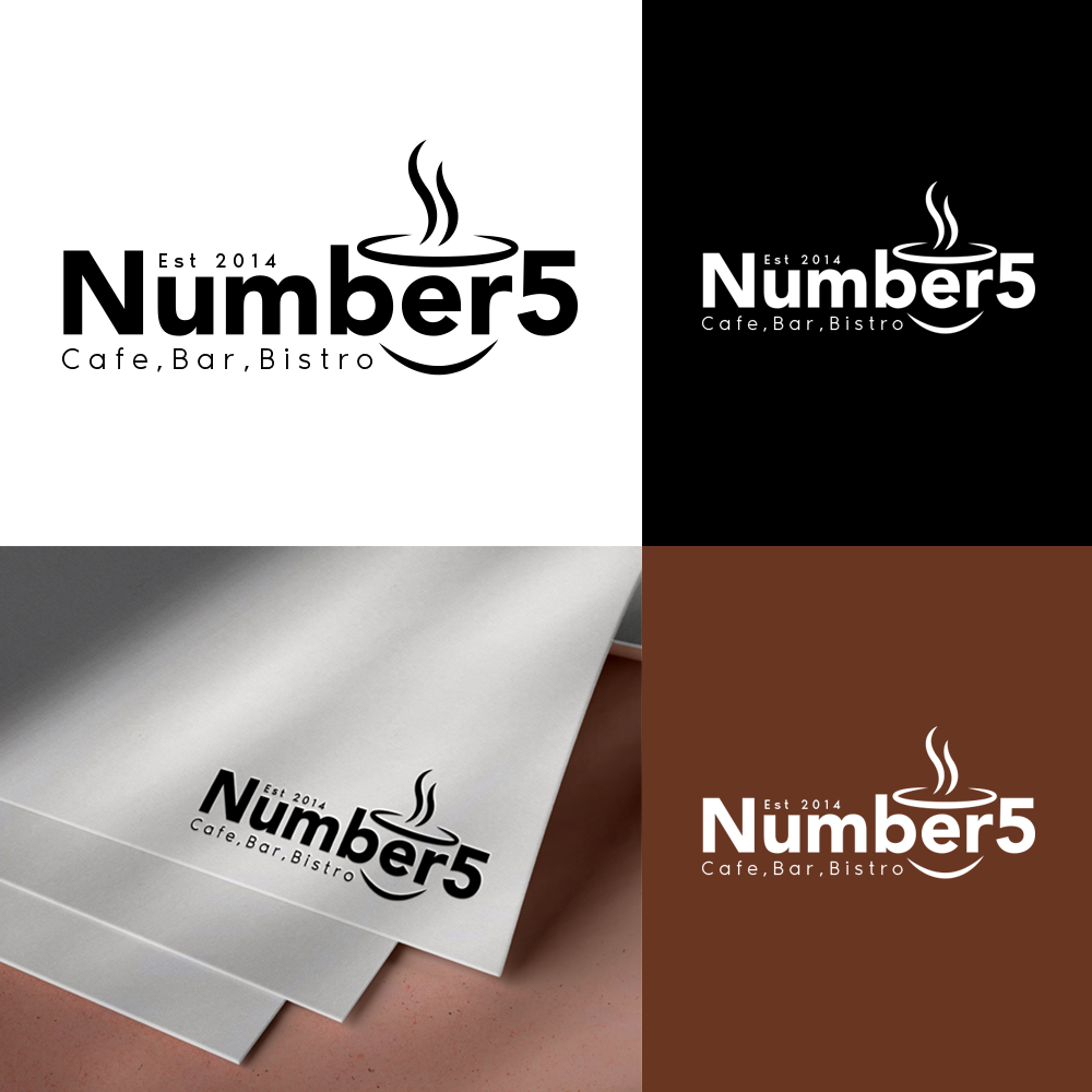 Logo Design for Number 5, Cafe, Bar, Bistro, Est 2014. by HelloGraphix ...