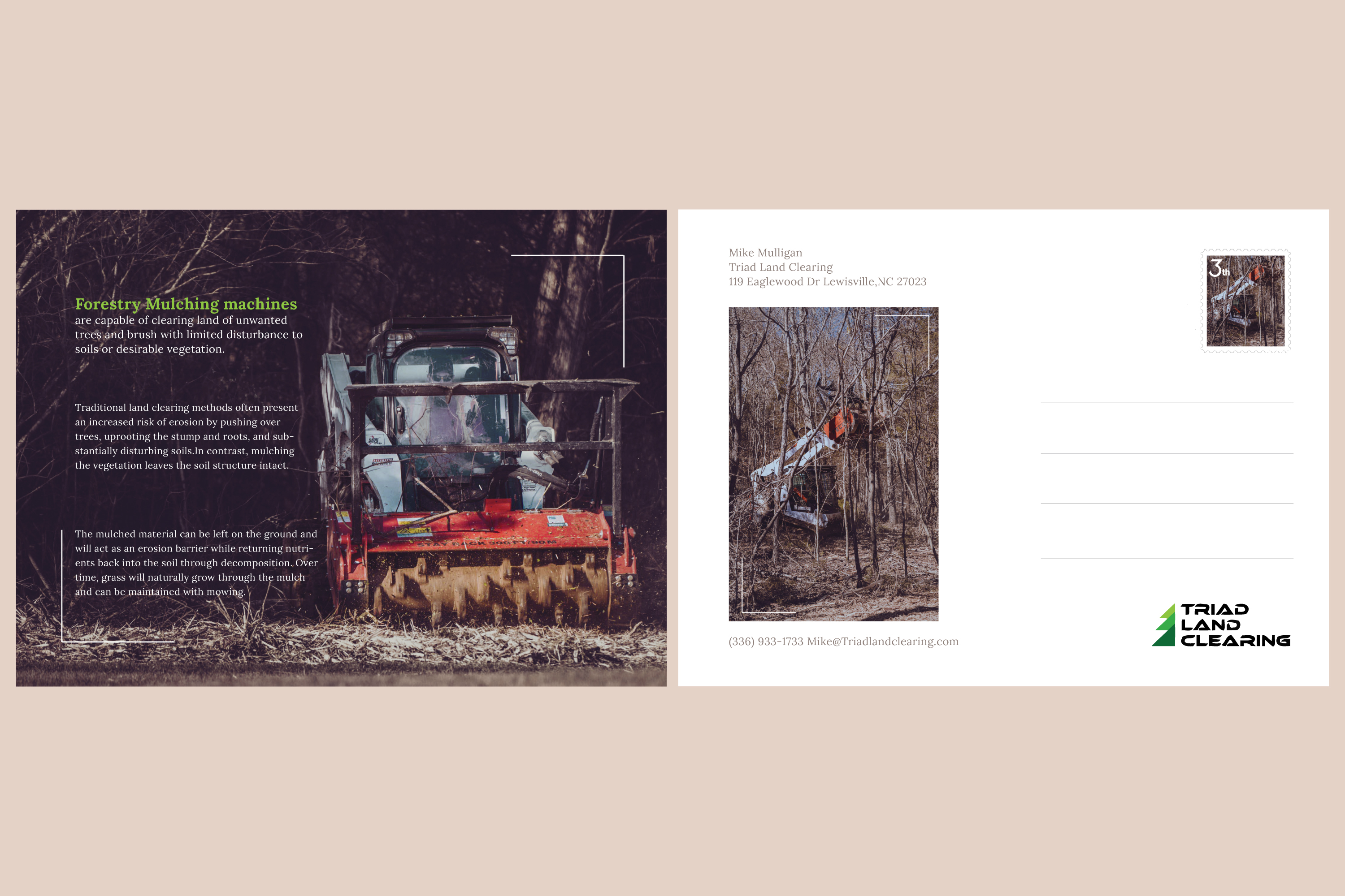 Serious, Masculine, Forestry Mulching Postcard Design for Triad Land ...