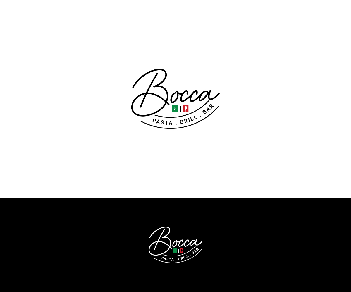 Elegant, Serious, Restaurant Logo Design for Bocca Pasta . Grill . Bar ...