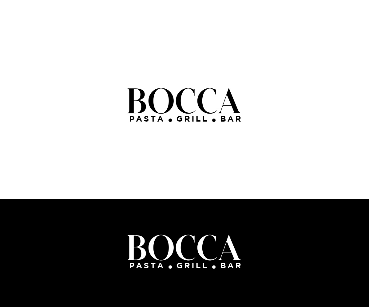 Elegant, Serious, Restaurant Logo Design for Bocca Pasta . Grill . Bar ...