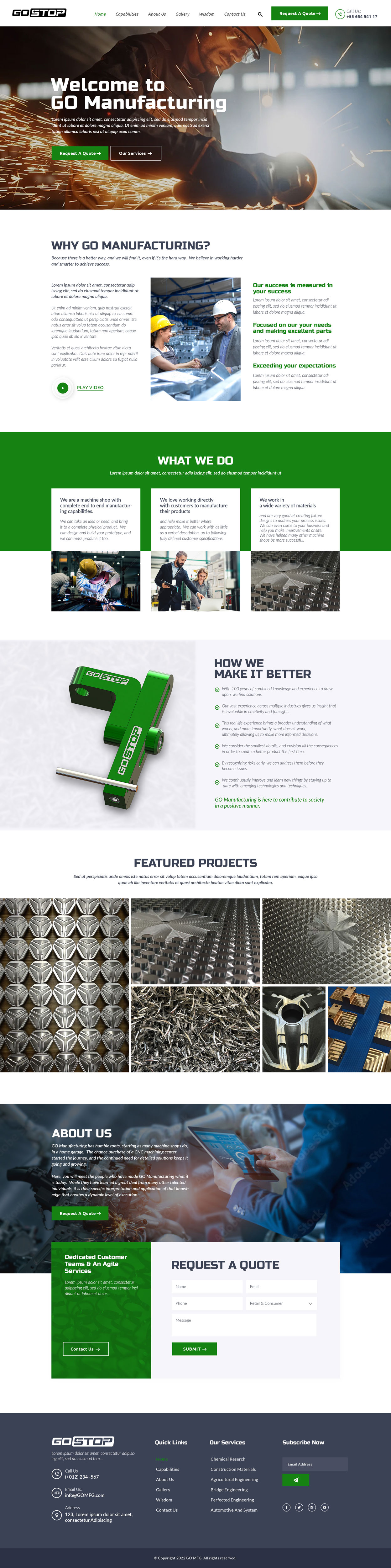 Bold, Masculine, Manufacturing and machine shops Wordpress Design for GO Manufacturing by logoQ ...