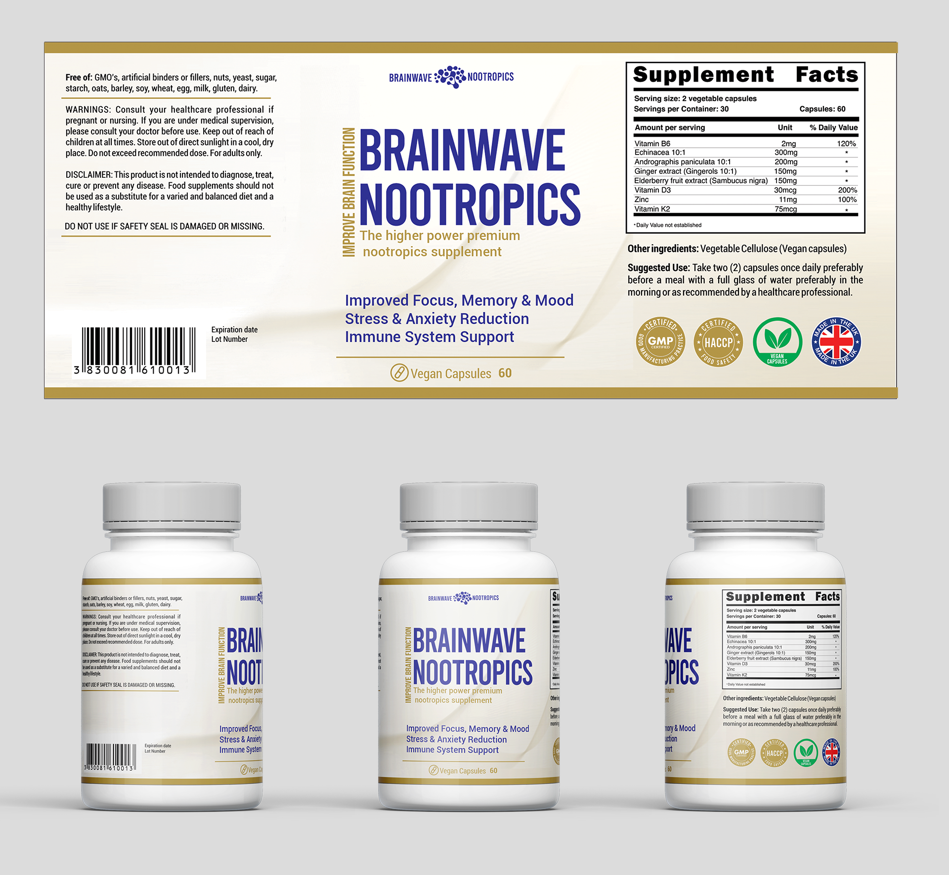 Elegant, Playful Label Design for Brainwave Nootropics by Nexsus ...