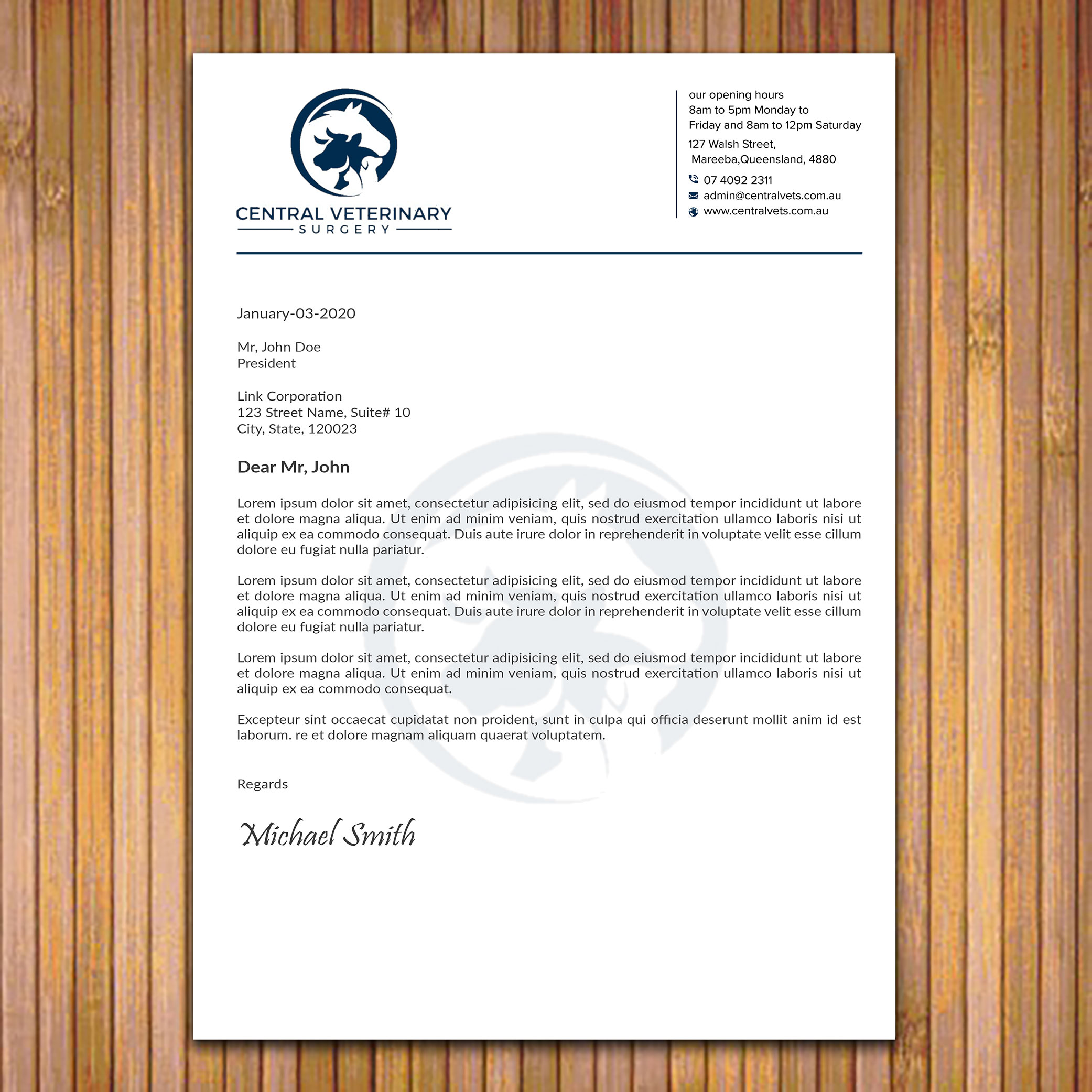 Modern, Professional, Veterinary Letterhead Design for Central ...