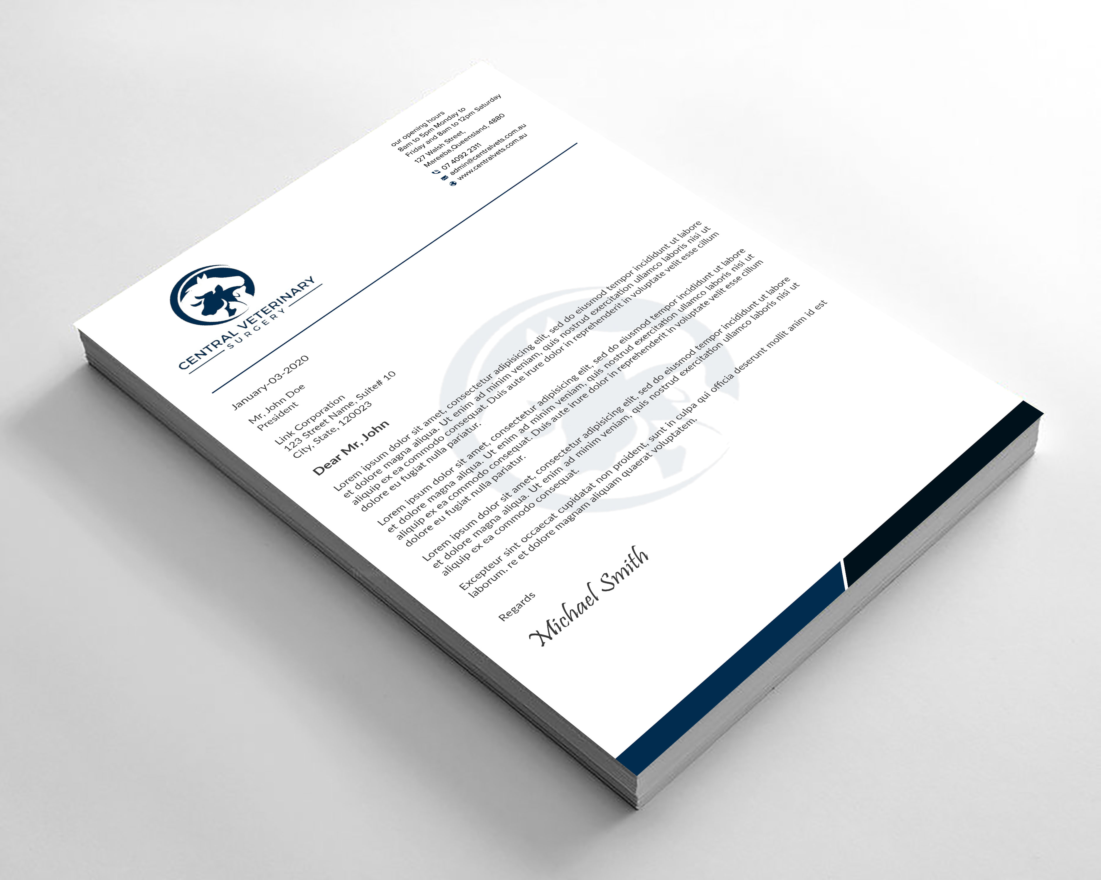 Modern, Professional, Veterinary Letterhead Design for Central ...